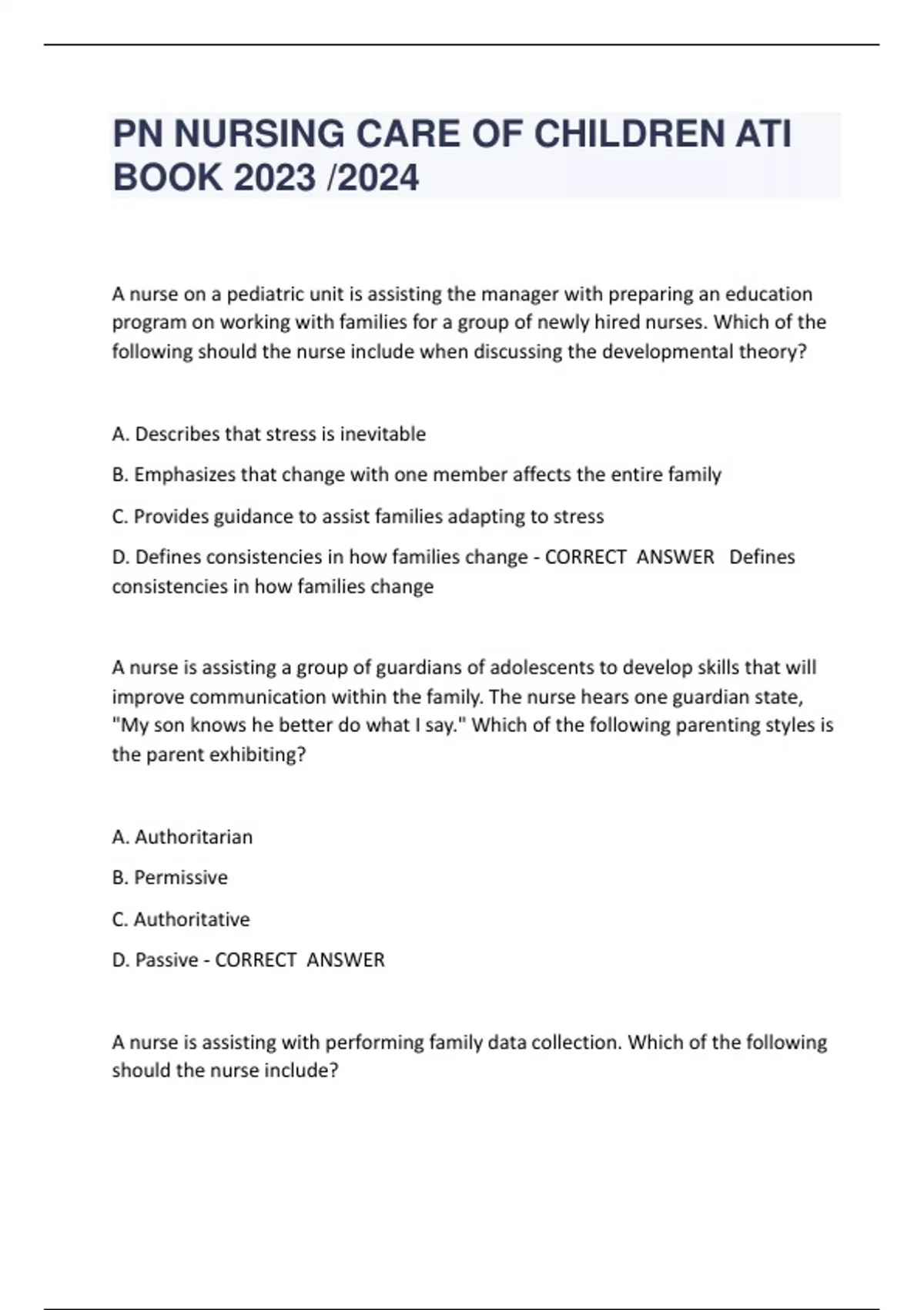 PN NURSING CARE OF CHILDREN ATI BOOK 2023 /2024 - PN NURSING CARE OF ...