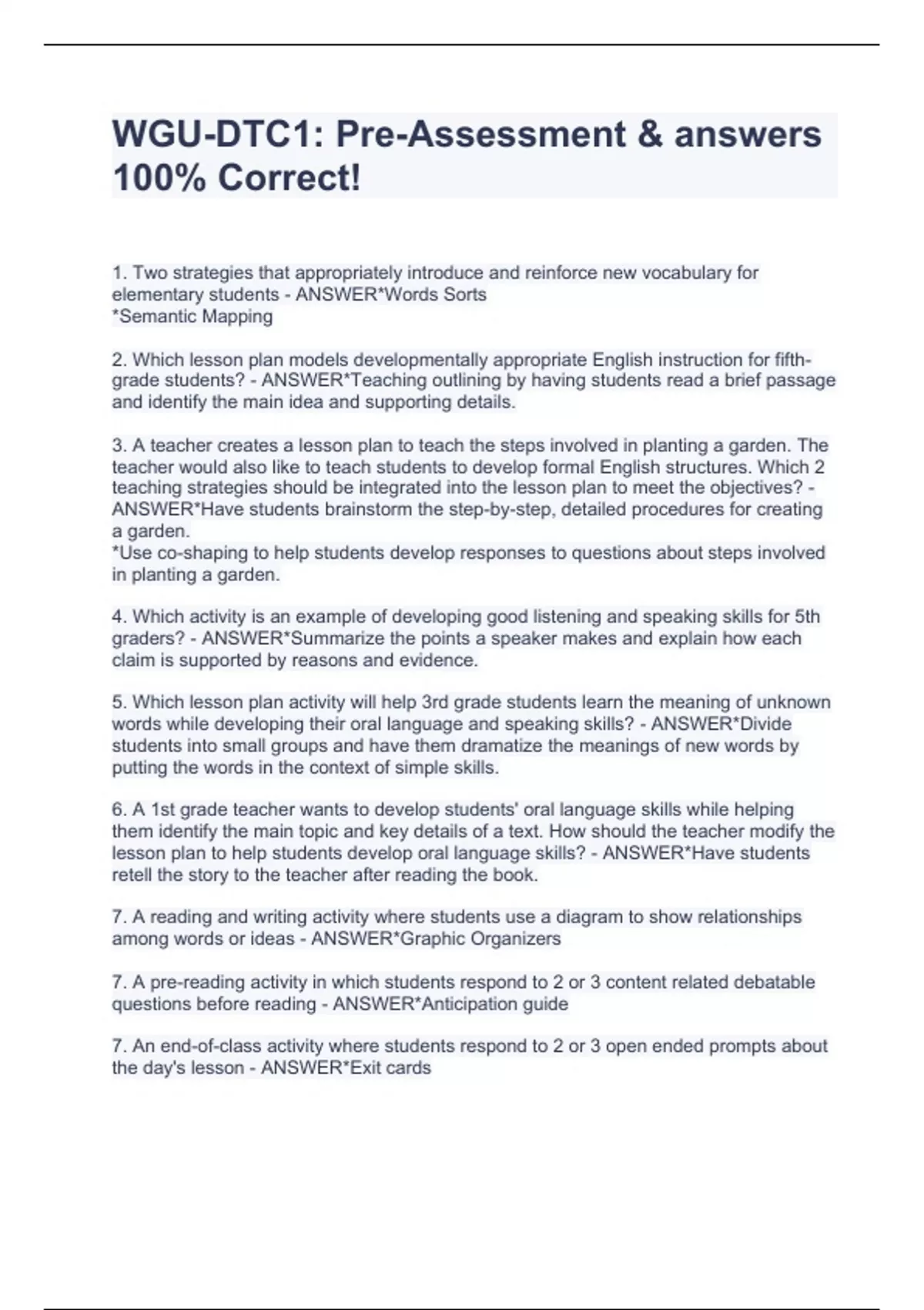 WGU-DTC1: Pre-Assessment & answers 100% Correct! - WGU-DTC1: Pre-Assessment - Stuvia US