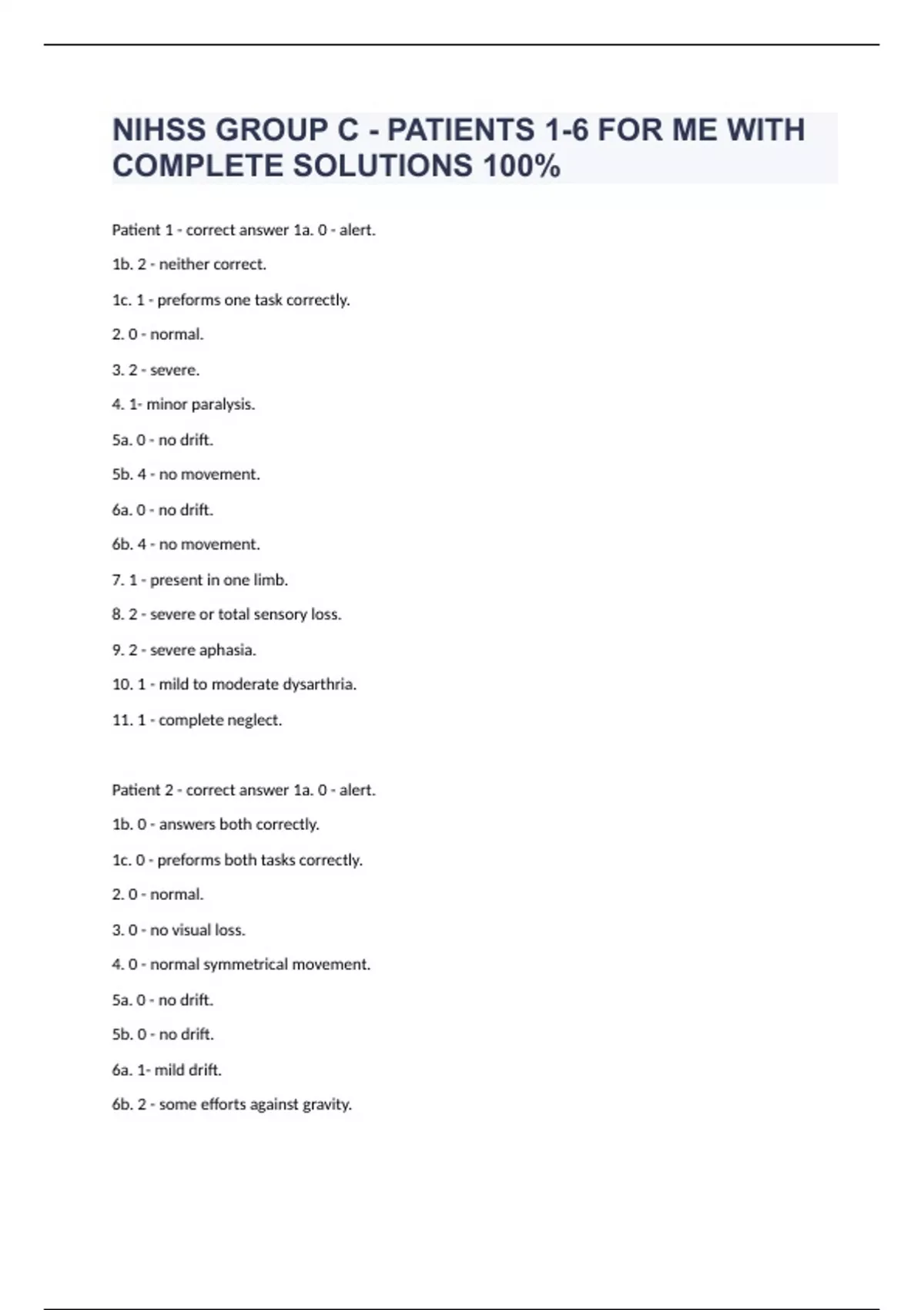 NIH STROKE PACKAGE - Stuvia US