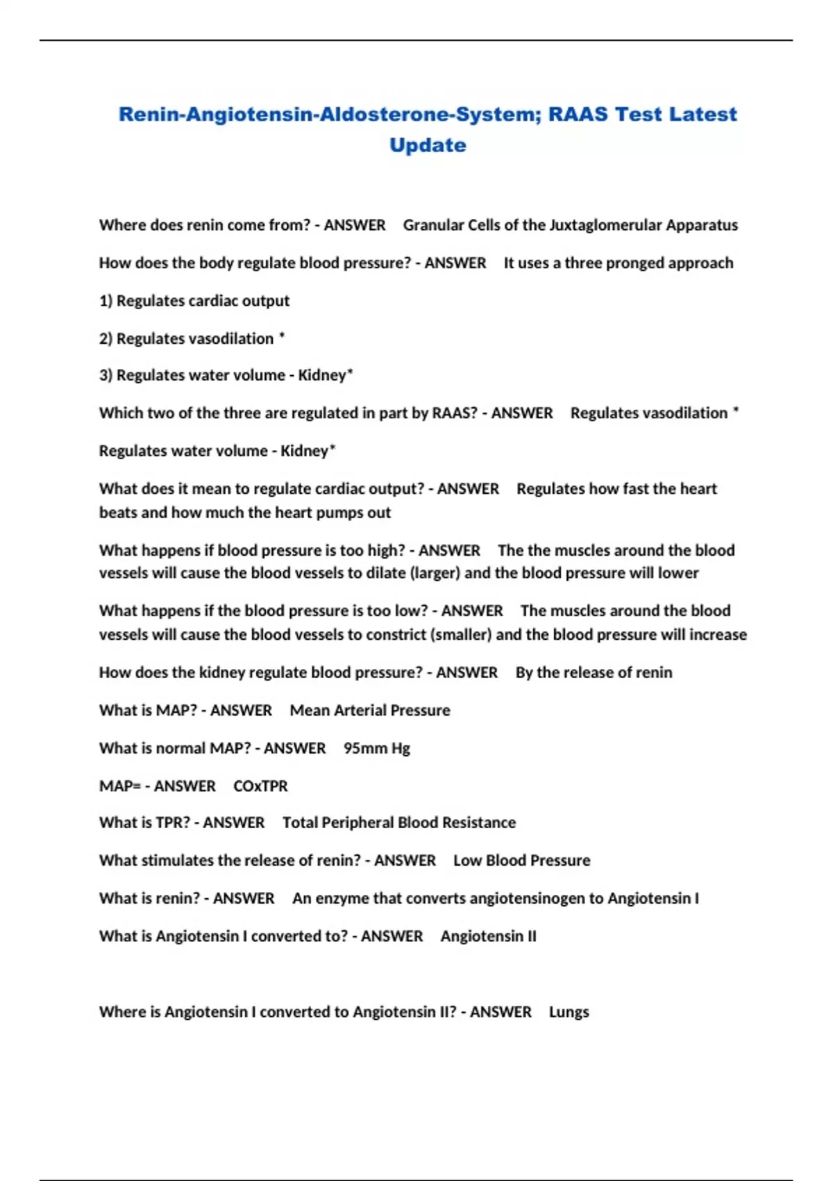Renin-Angiotensin-Aldosterone-System; RAAS Test Latest Update - Renin ...