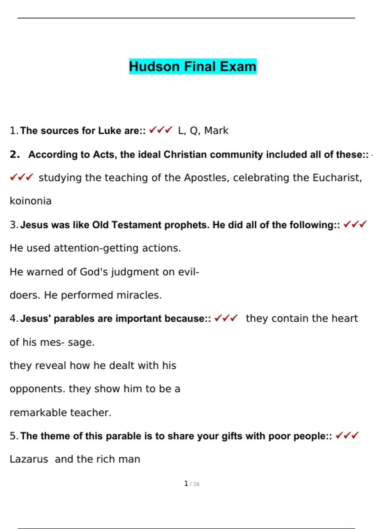 Hudson Final Exam 2024 Questions and Answers 100% Verified - Hudson - Stuvia US