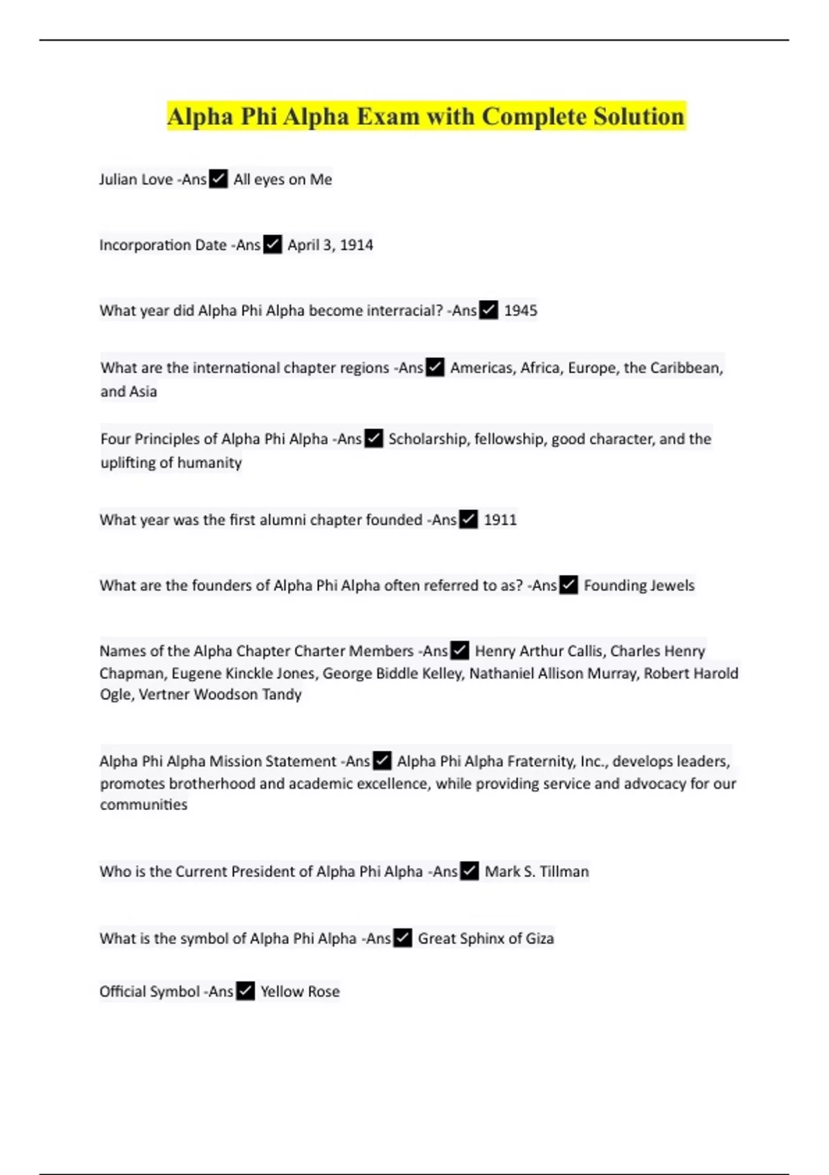 Alpha Phi Alpha Exam with Complete Solution - Advanced nursing - Stuvia US