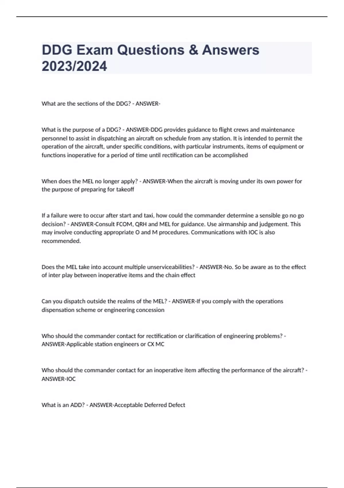 DDG Exam Questions & Answers 2023/2024 - DDG - Stuvia US