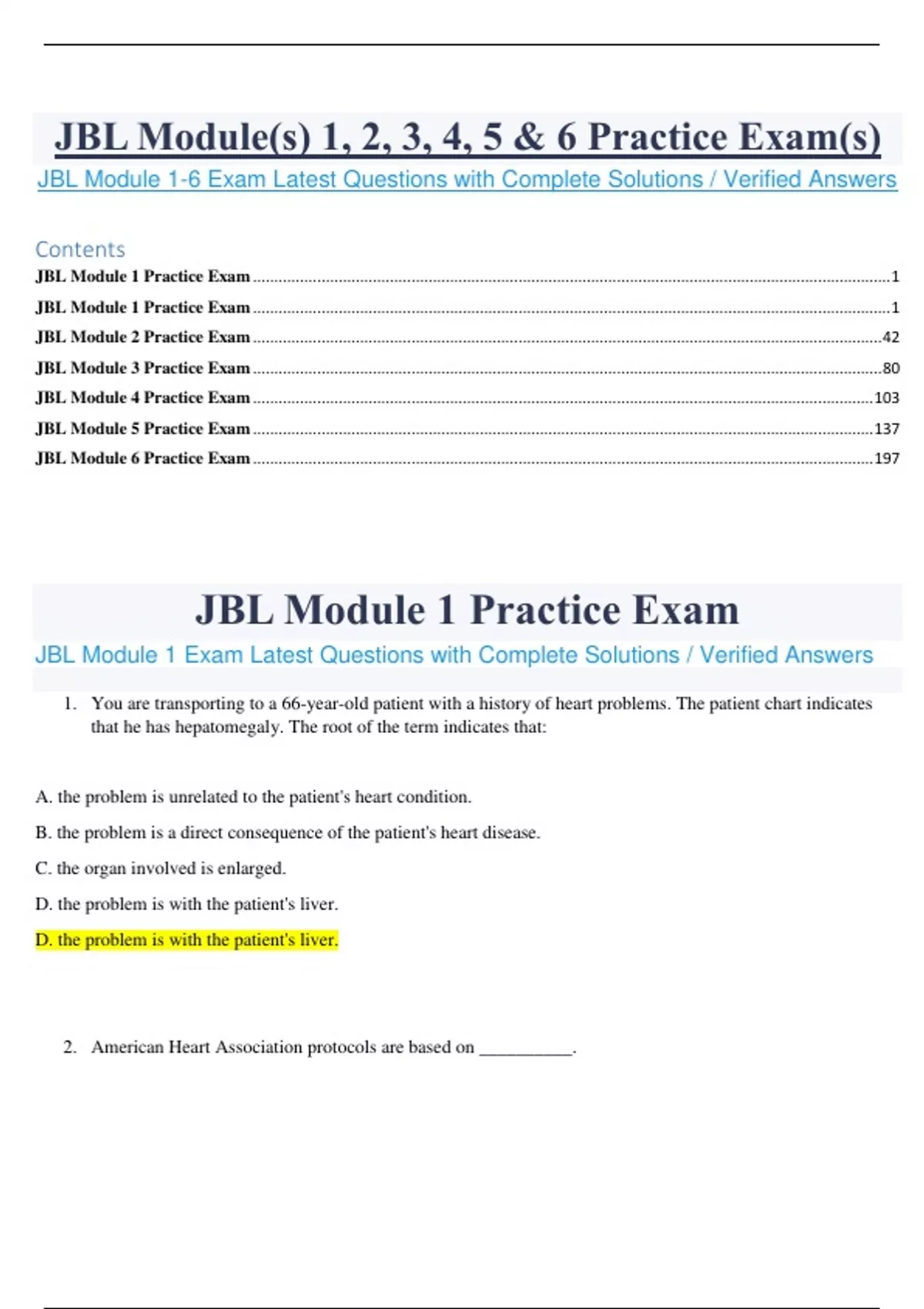 JONES & BARTLETT LEARNING MODULES 1-6|JBL Modules 1,2,3,4,5,6 Questions ...