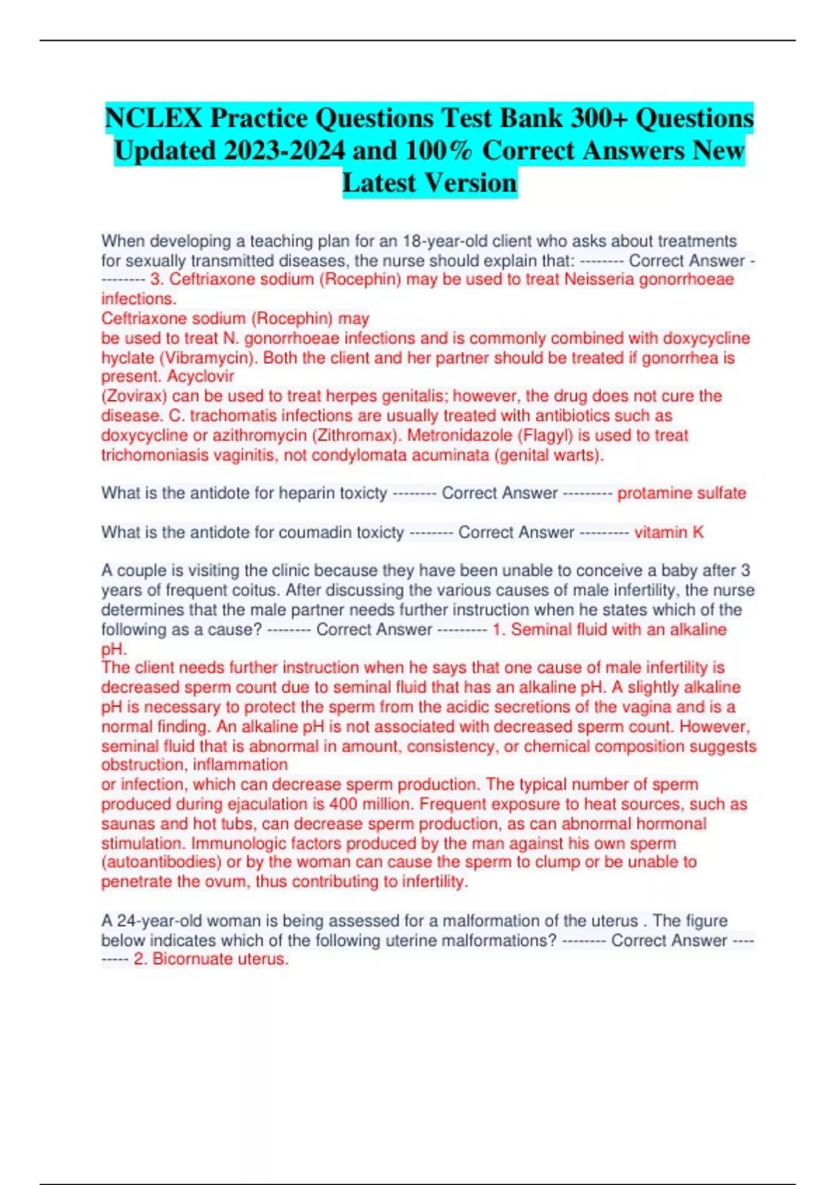 NCLEX Practice Questions Test Bank 300+ Questions Updated and 100% ...