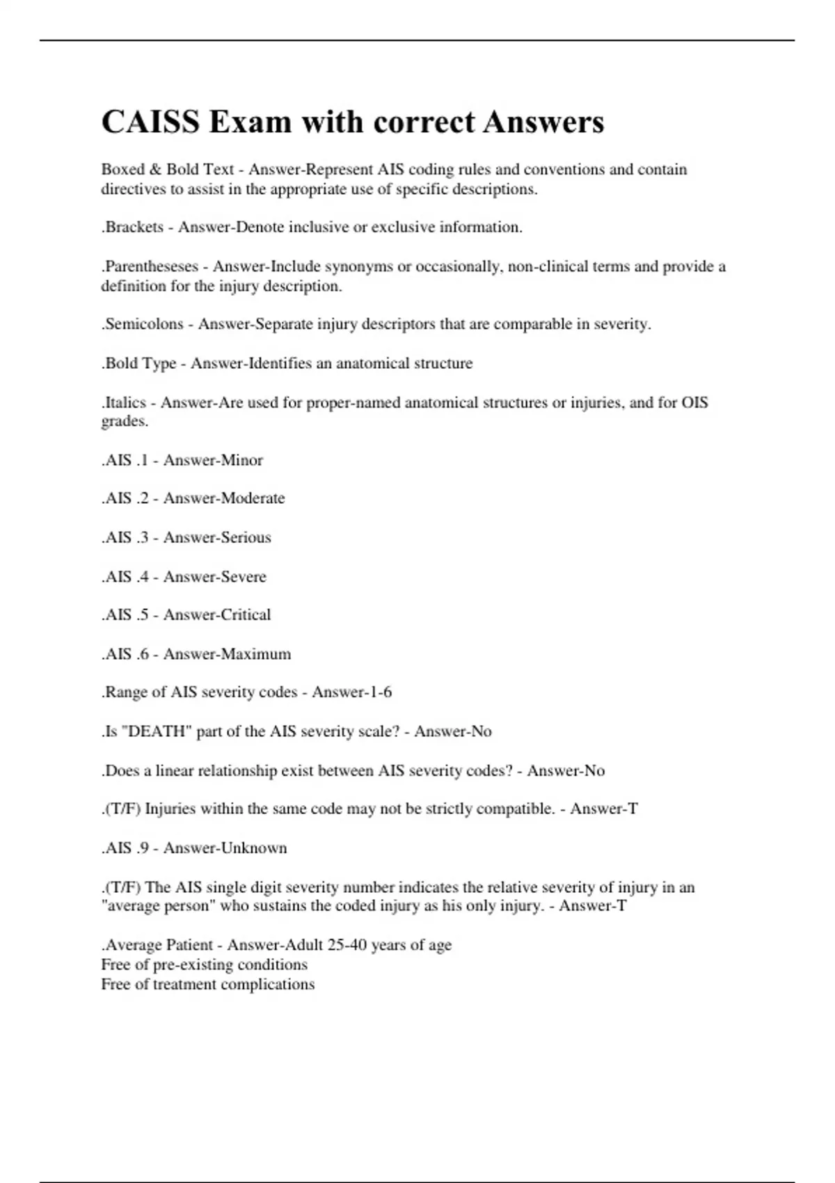 CAISS 2023 Exam with correct Answers - CAISS - Stuvia US