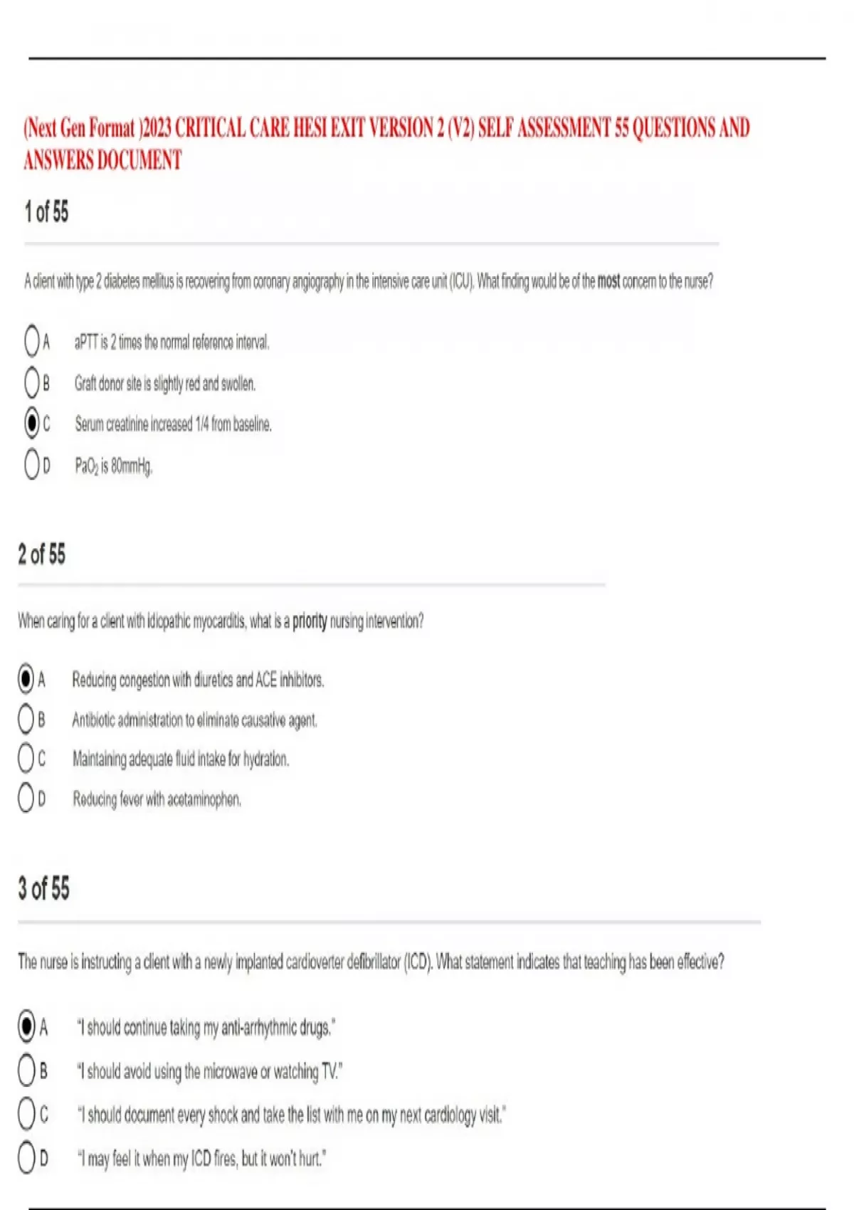 (Next Gen Format )2023 CRITICAL CARE HESI EXIT VERSION 2 (V2) SELF ...
