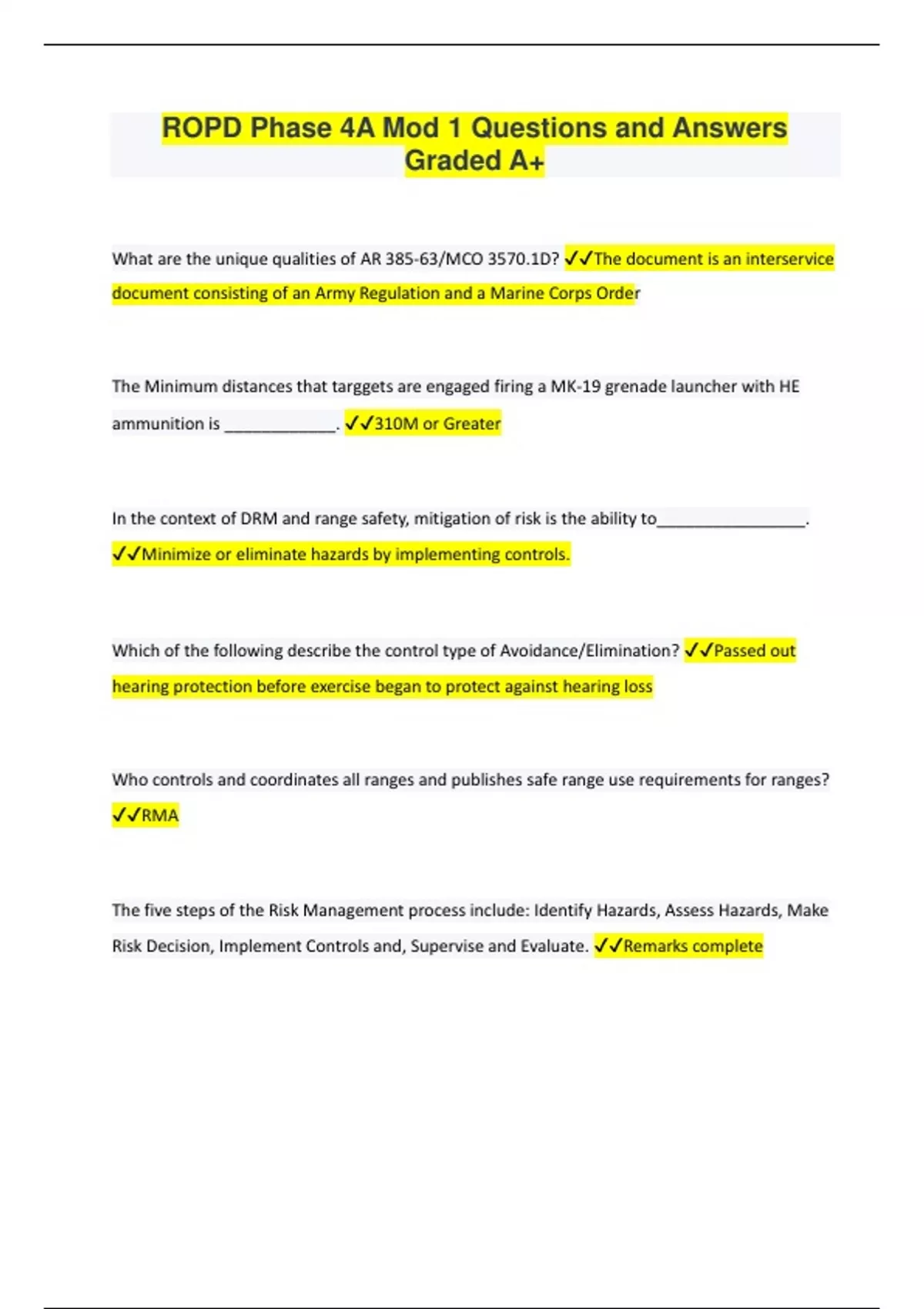 ROPD Phase 4A Mod 1 Questions and Answers Graded A+ - ROPD Phase 4A Mod ...
