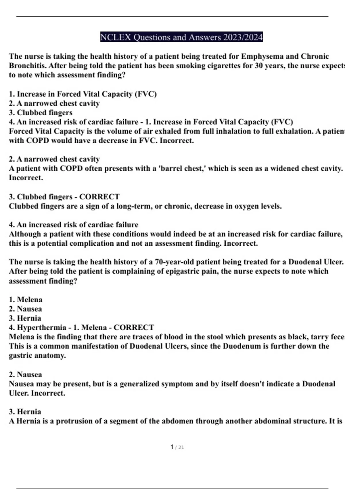 NCLEX Questions and Answers - Nclex - Stuvia US