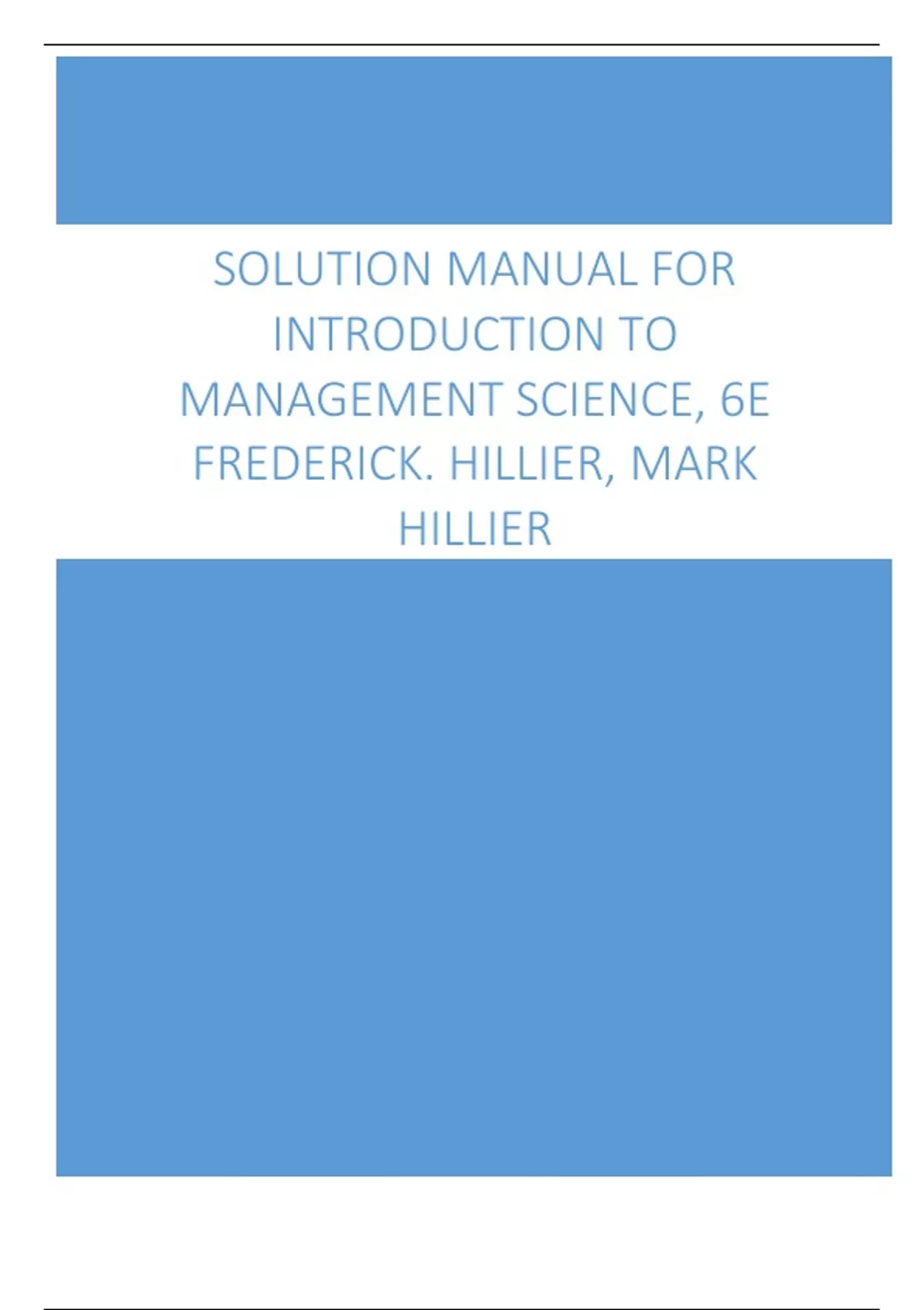 Solution Manual for Introduction to Management Science, 6e Frederick ...