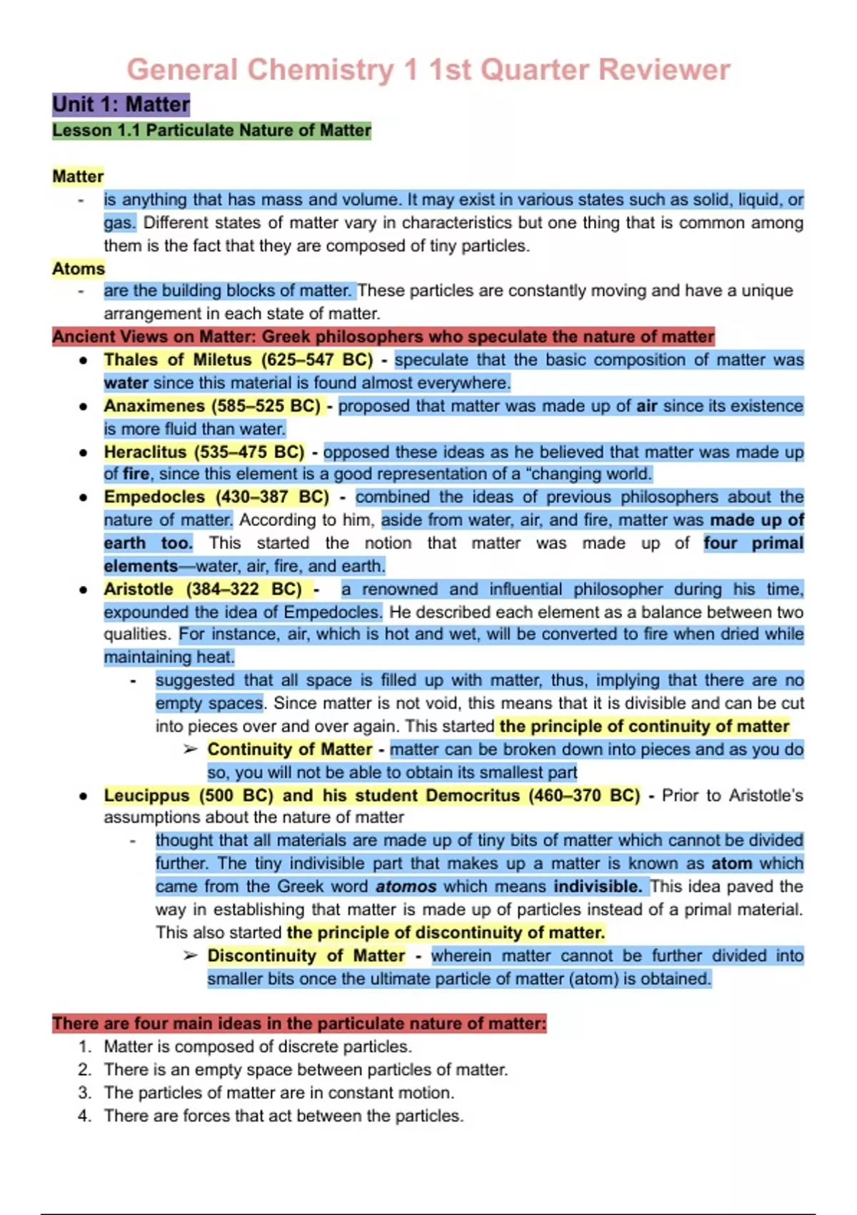 Q1 General Chemistry 1st Quarter Exam Reviewer ABC Quipper - CHE 001 ...