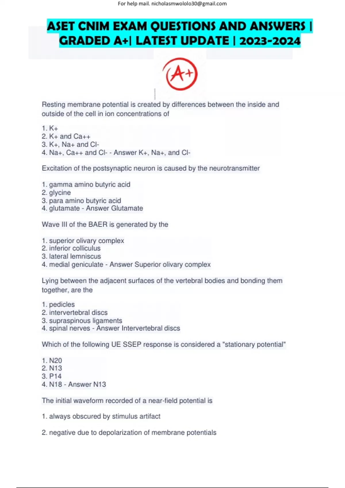 ASET CNIM EXAM QUESTIONS AND ANSWERS | GRADED A+| LATEST UPDATE ...