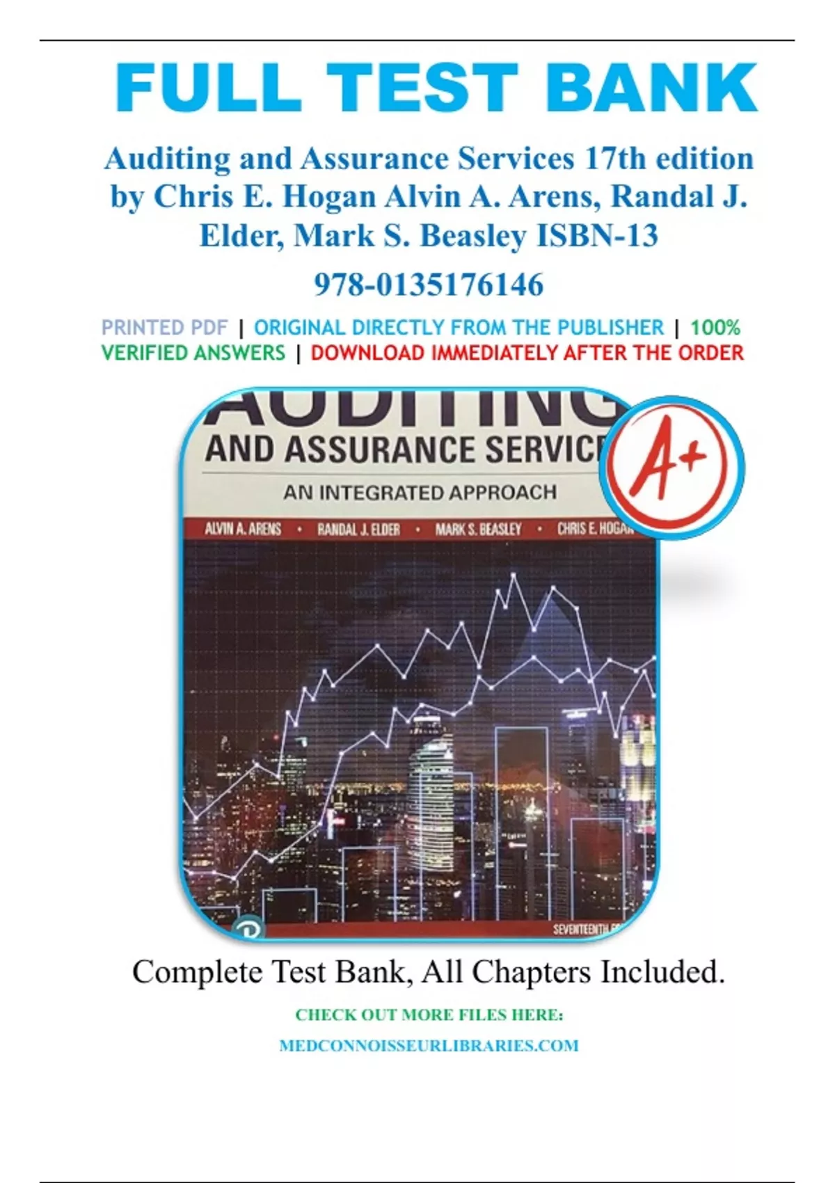 Test Bank For Auditing And Assurance Services ,17th Edition, Alvin A ...