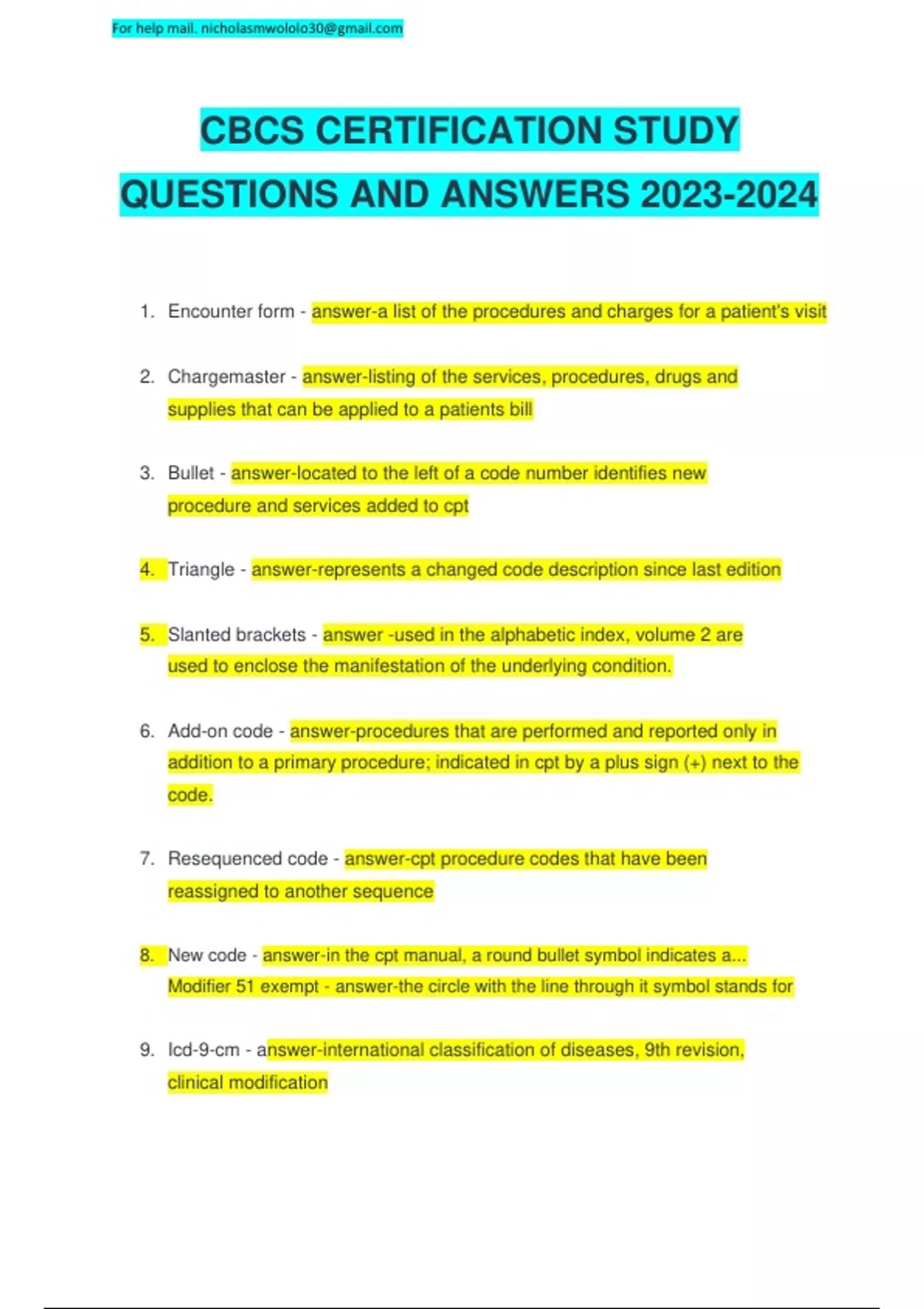CBCS CERTIFICATION STUDY QUESTIONS AND ANSWERS - CBCS CERTIFICATION ...