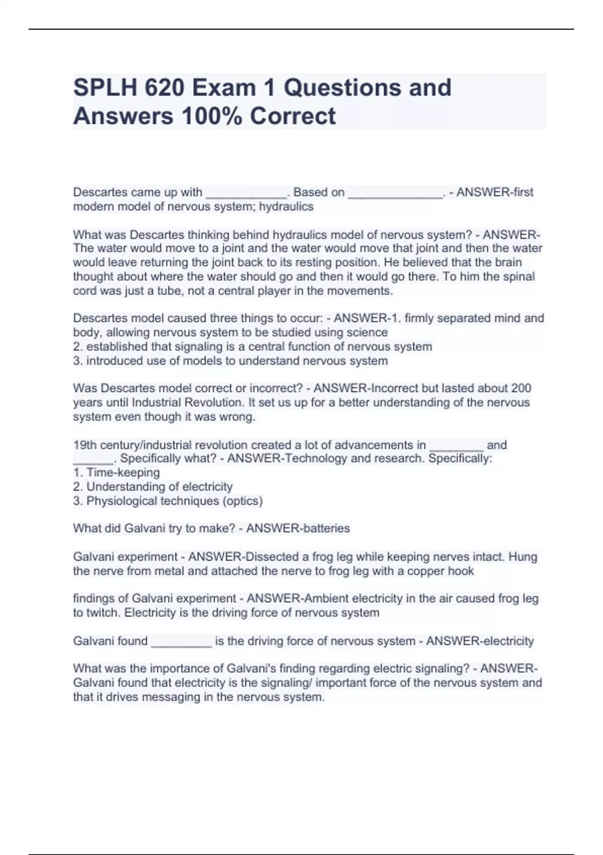 SPLH 620 Exam 1 Questions and Answers 100% Correct - SPLH 620 - Stuvia US