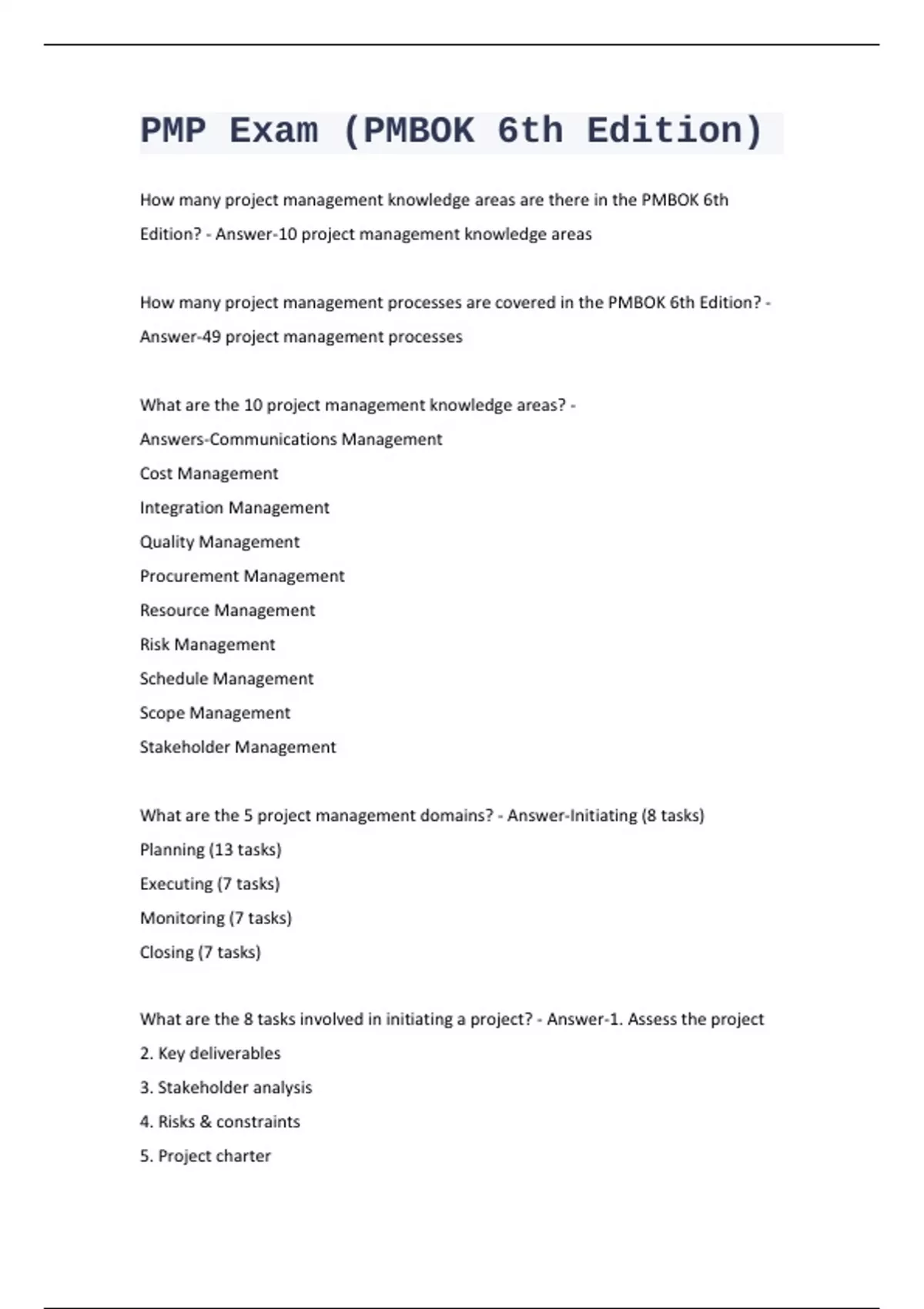 PMP Exam (PMBOK 6th Edition) 2023/2024 - PMP - Project Management ...