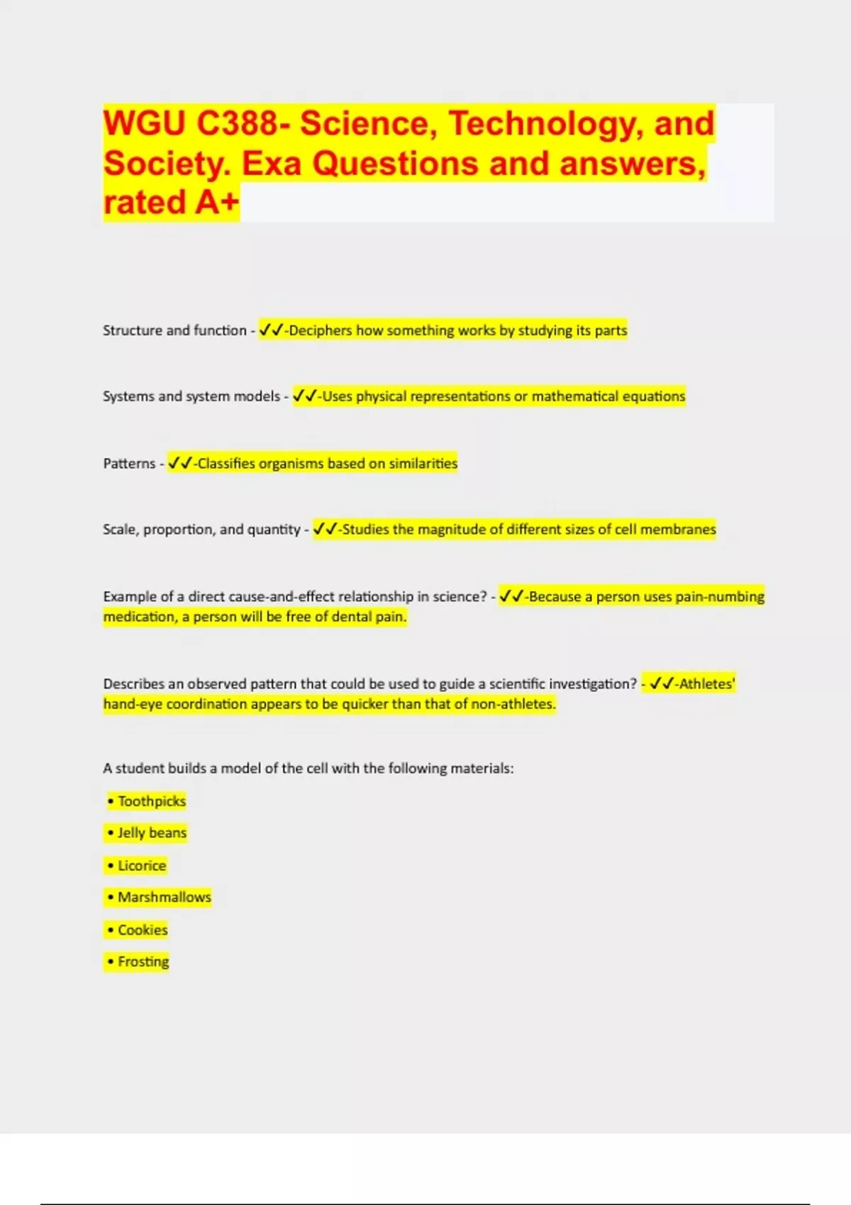 (Top 2024/2025 EXAM REVIEW PAPER ) WGU C388- Science, Technology, and ...