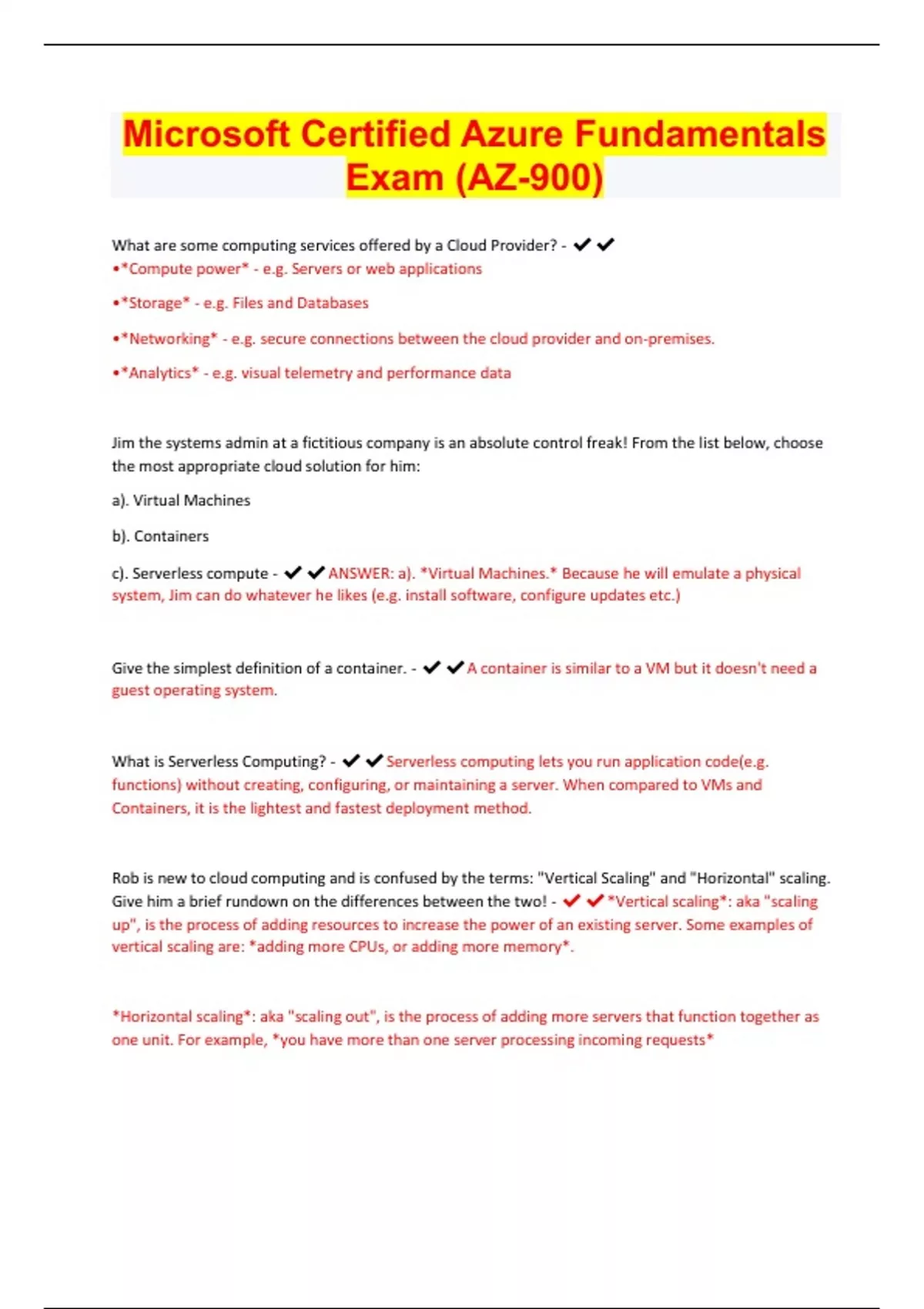 Microsoft Certified Azure Fundamentals Exam (AZ-900). (Top 2024/2025 ...