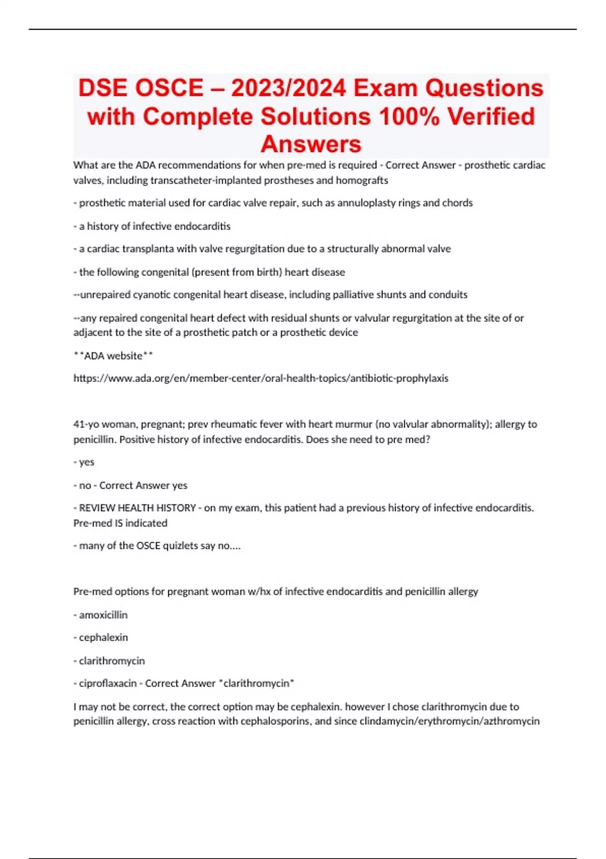 DSE OSCE – 2023/2024 Exam Questions with Complete Solutions 100% ...