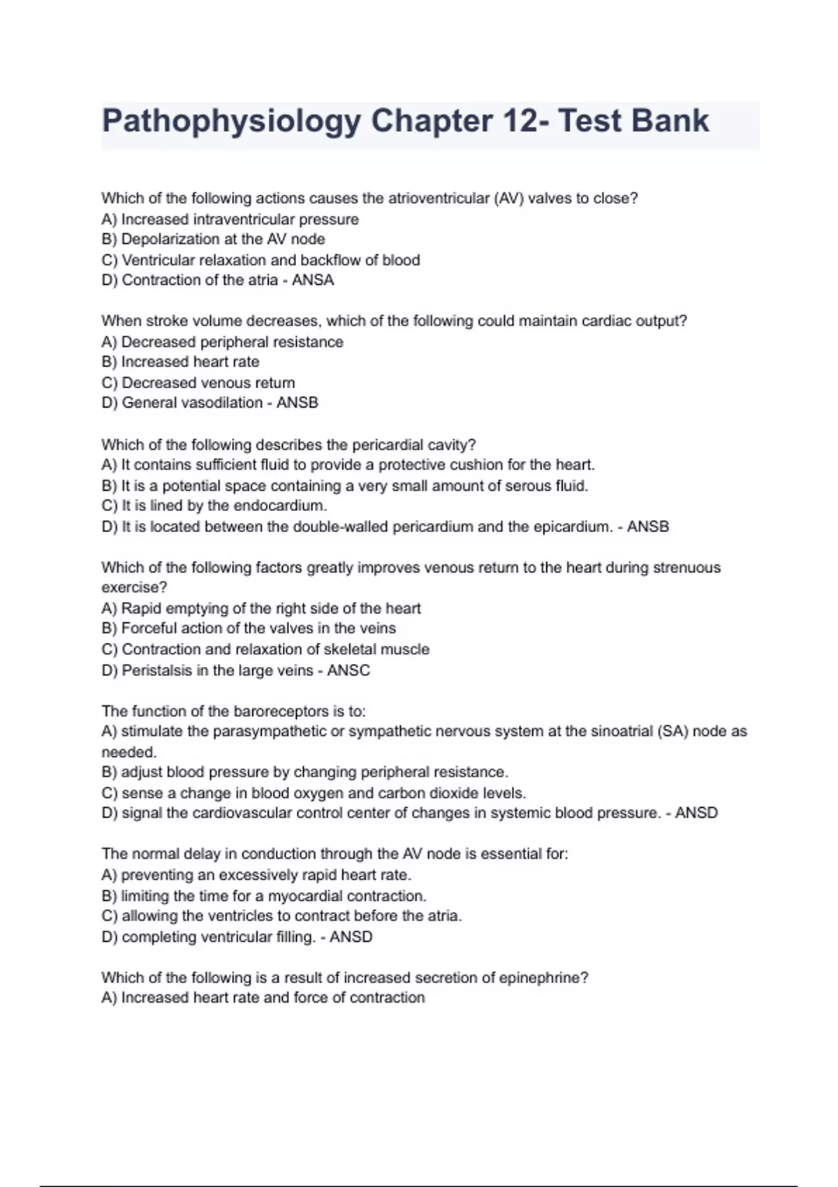 Pathophysiology Chapter 12- Test Bank 7th Edition - Pathophysiology 7th ...