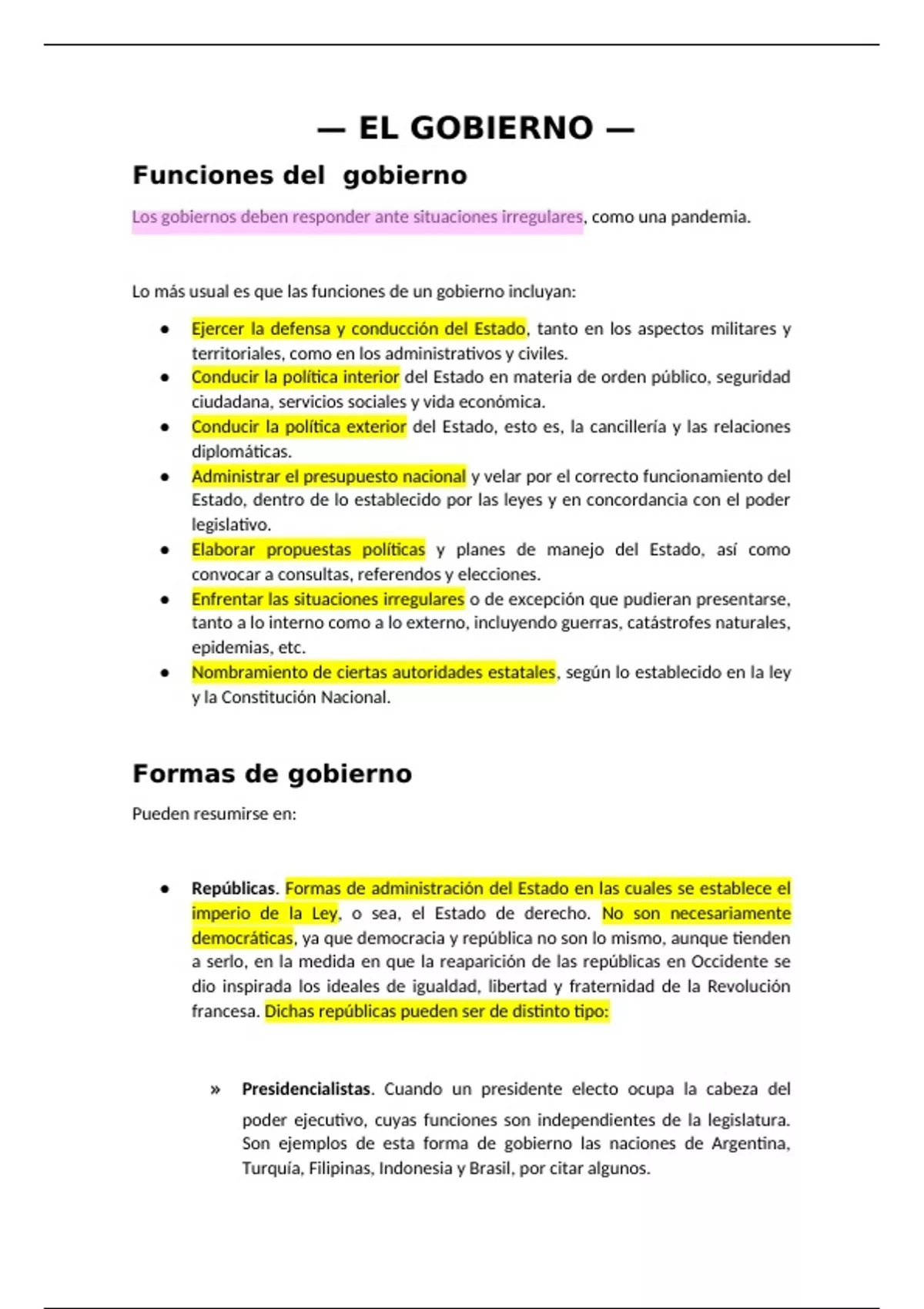 Definición de Gobierno, tipos y funciones - Stuvia US