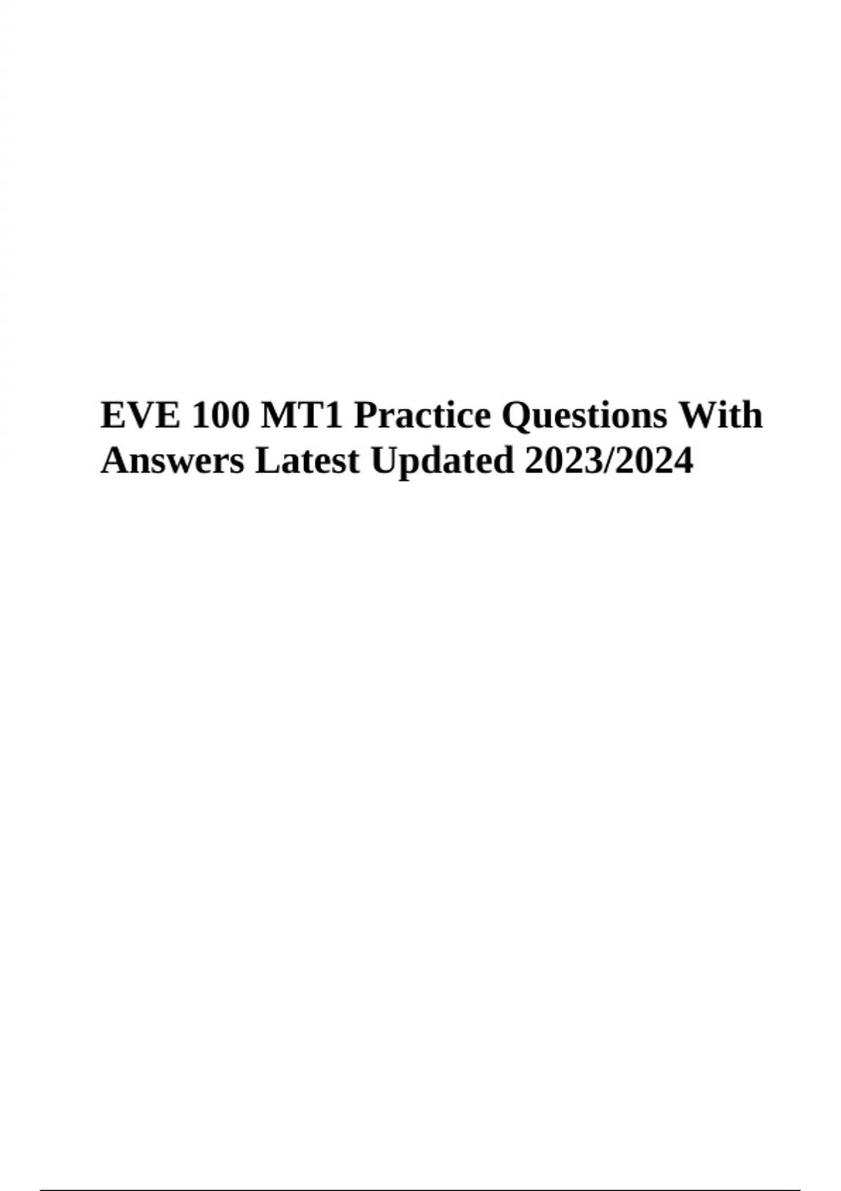 EVE 100 Midterm Exam Questions With Verified Answers Latest Updated ...