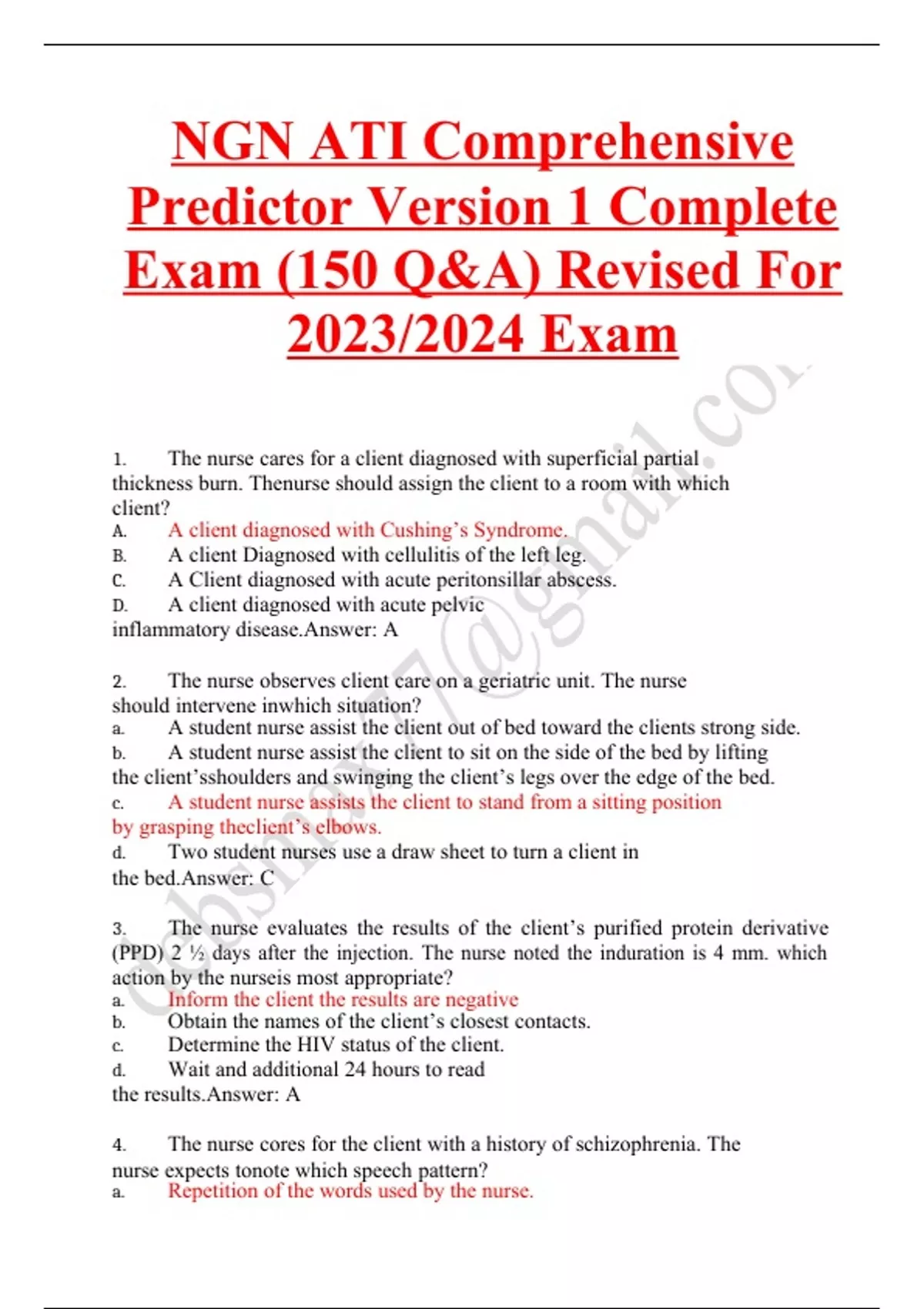 NGN ATI Comprehensive Predictor Version 1 Complete Exam (150 Q&A) Revised For 2023/2024 Exam ...