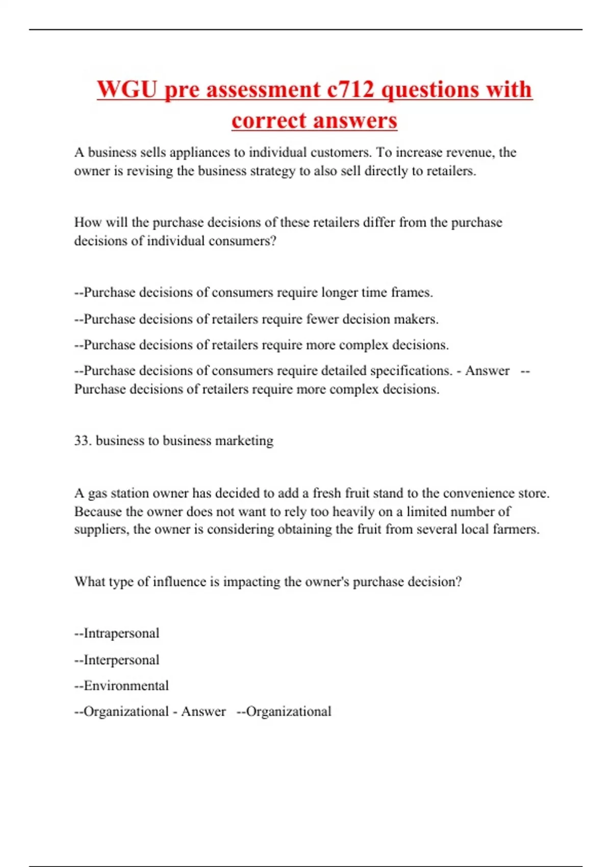 WGU pre assessment c712 questions with correct answers - WGU pre ...