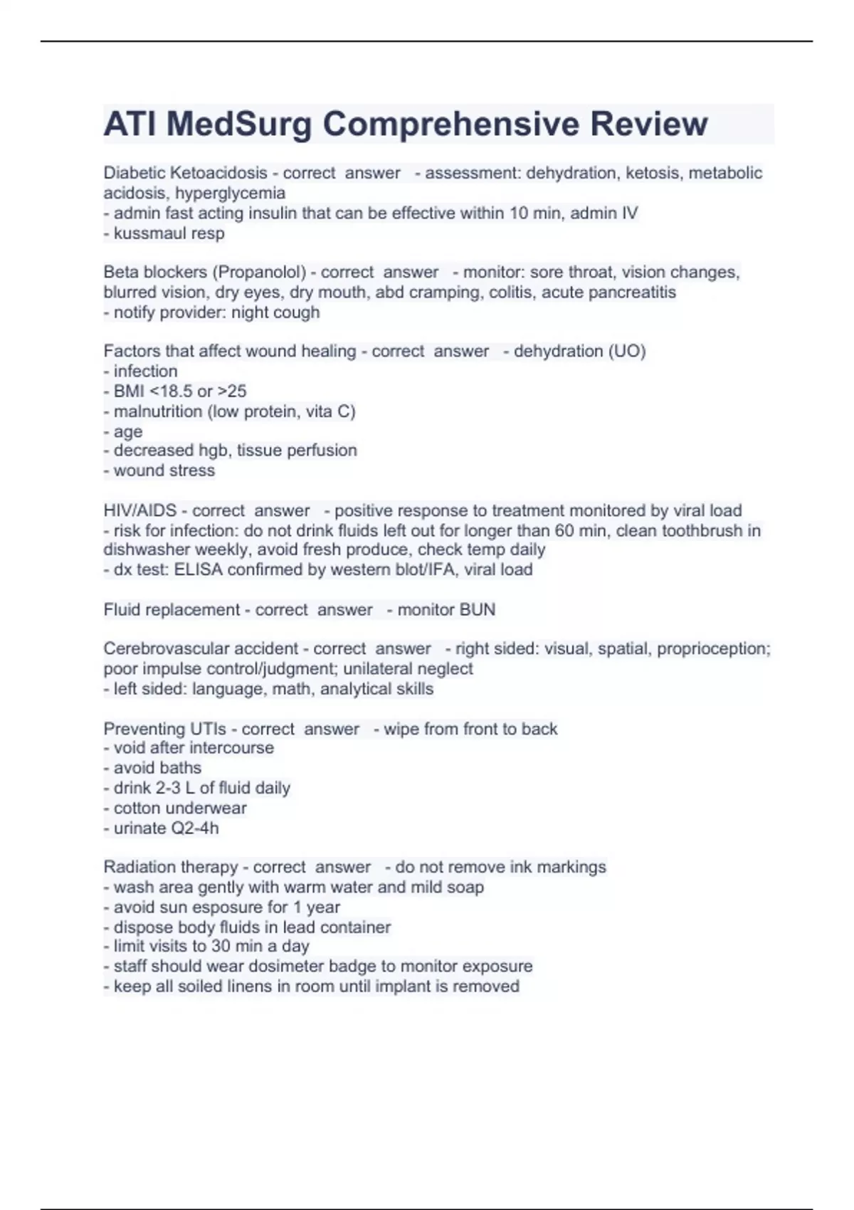 ATI MedSurg Comprehensive Review Question and answers 100% correct 2023 ...