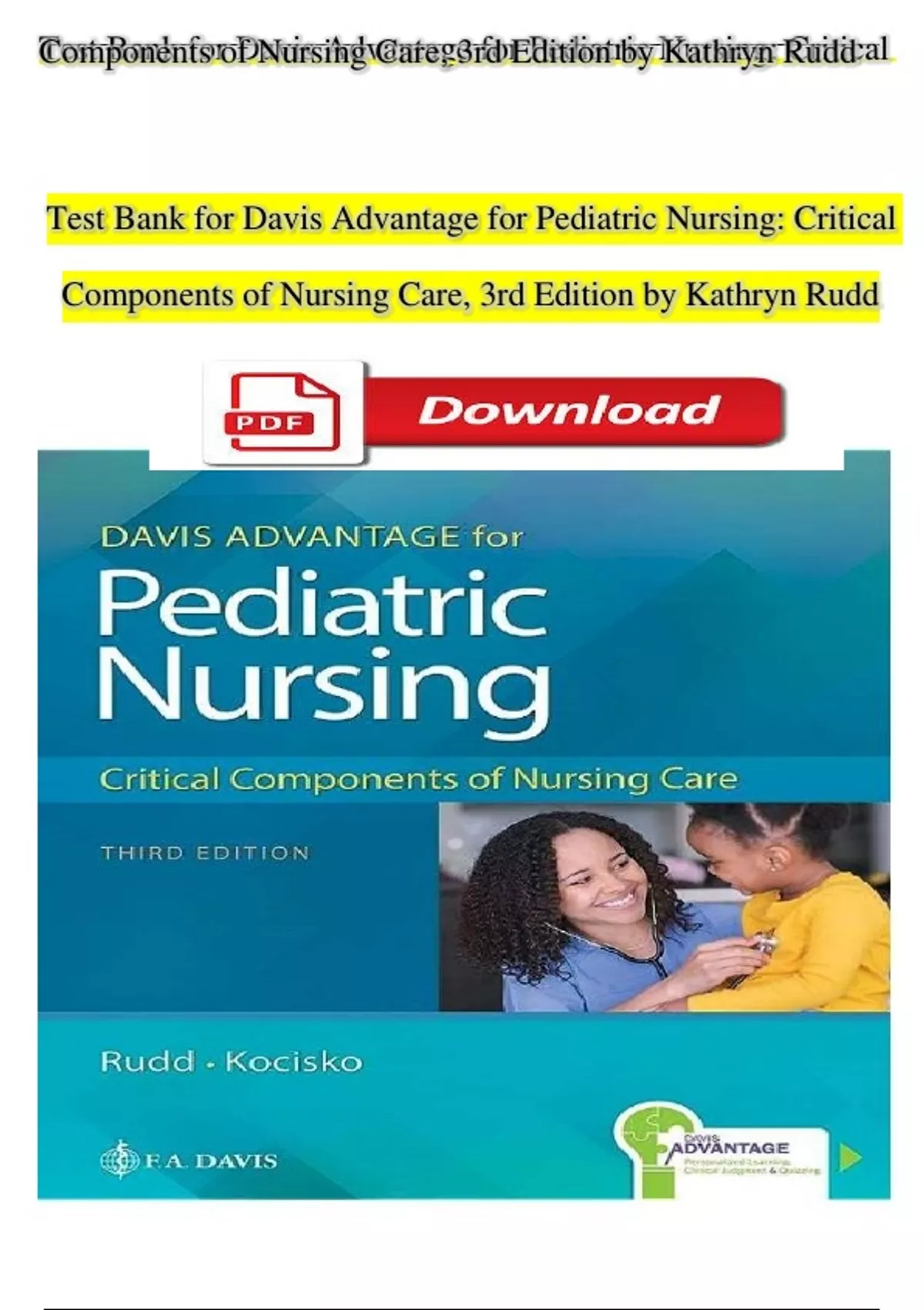 TEST BANK For Davis Advantage for Pediatric Nursing: Critical ...