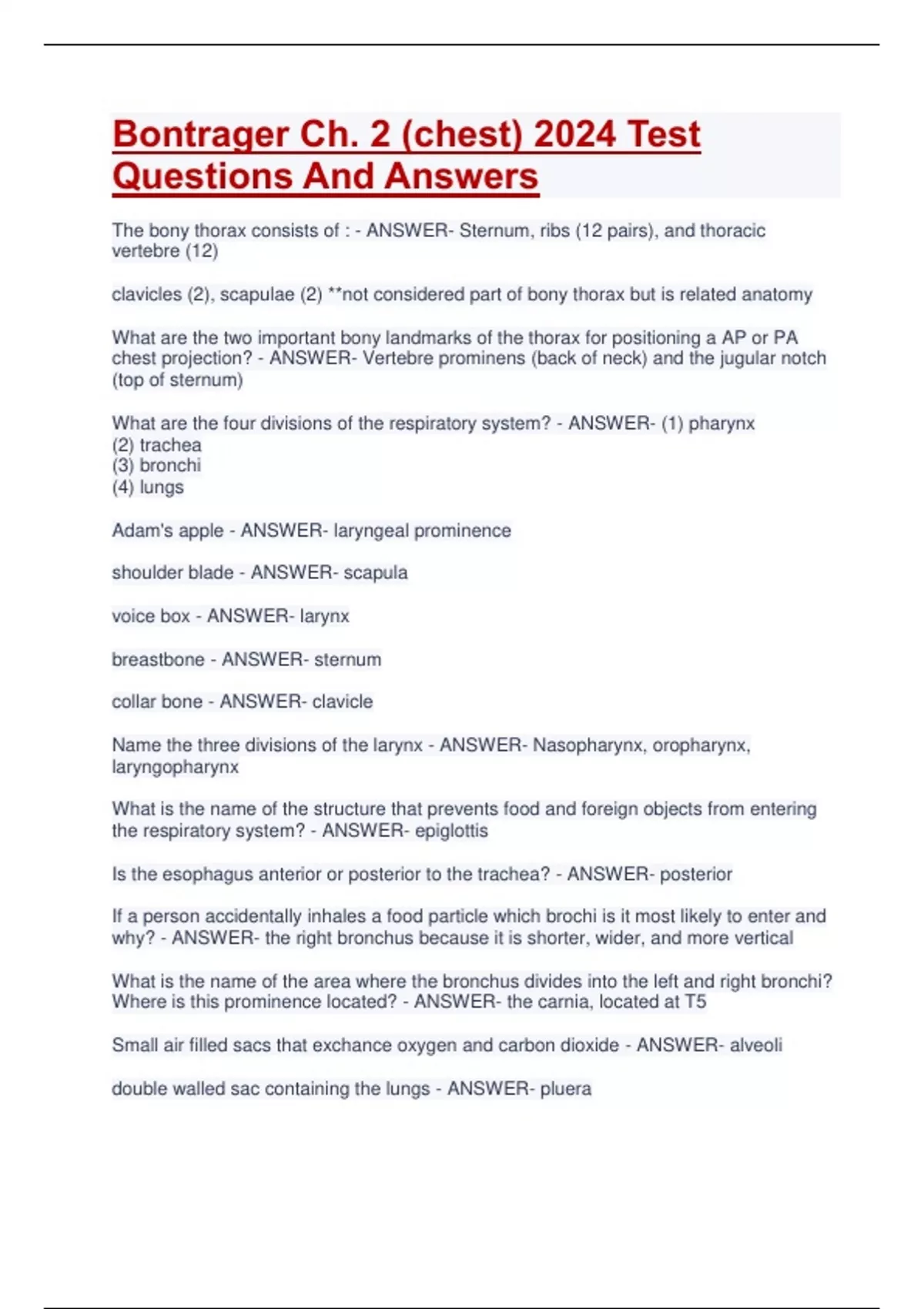 Bontrager Ch. 2 (chest) 2024 Test Questions And Answers - Bontrager Ch ...