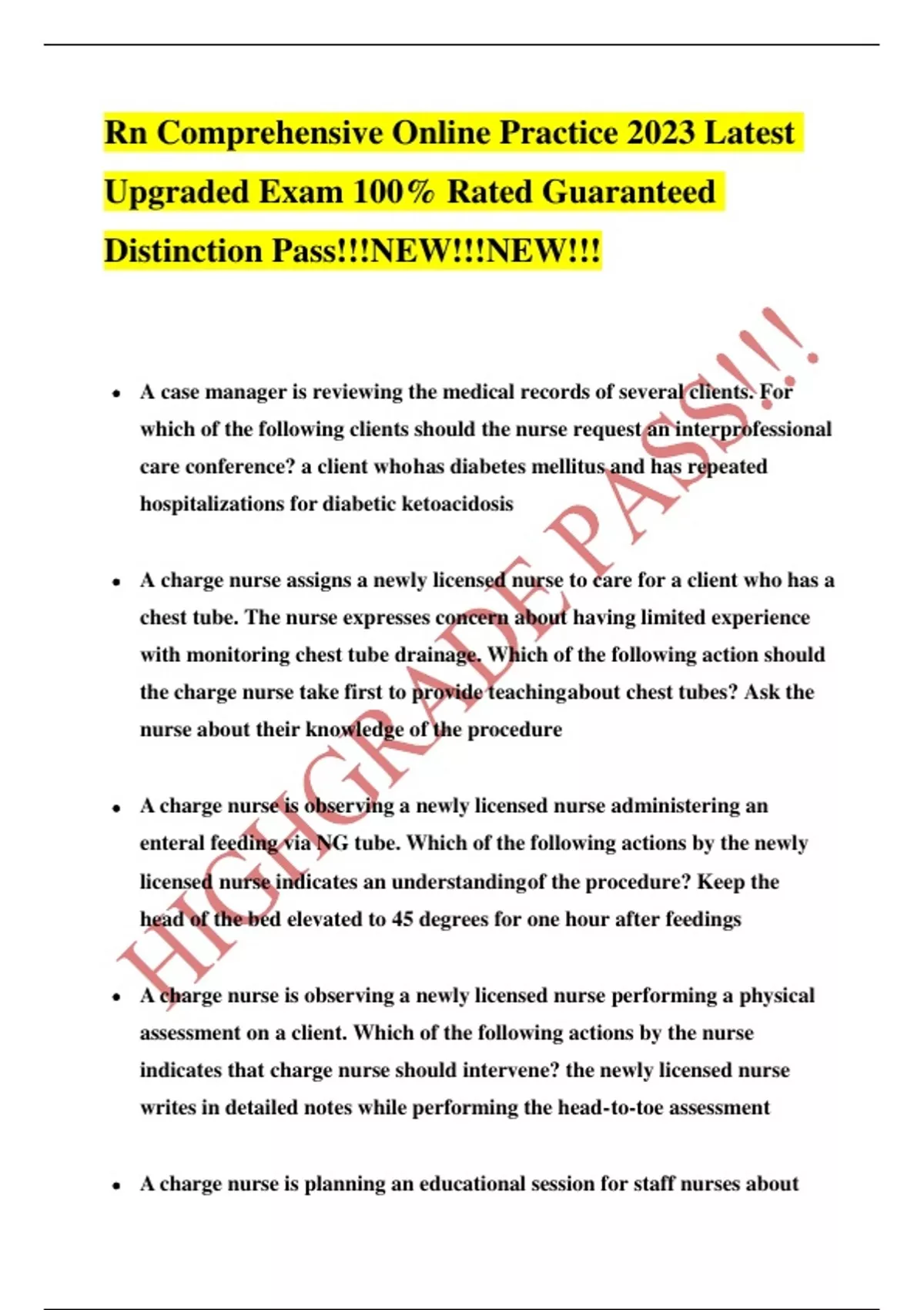 Rn Comprehensive Online Practice 2023 Latest Upgraded Exam 100% Rated ...