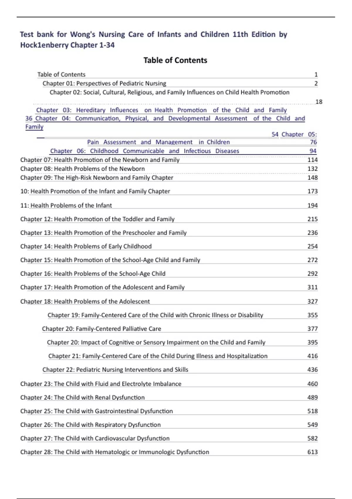 Test bank for Wong's Nursing Care of Infants and Children 11th Edition ...