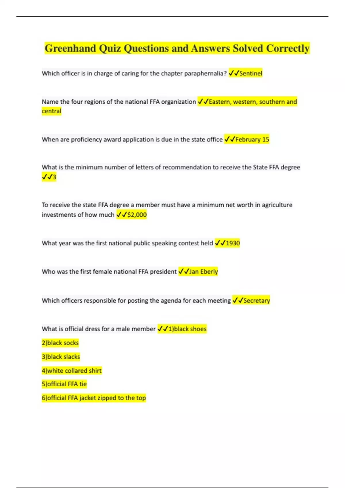 Greenhand Quiz Questions and Answers Solved Correctly - Greenhand ...