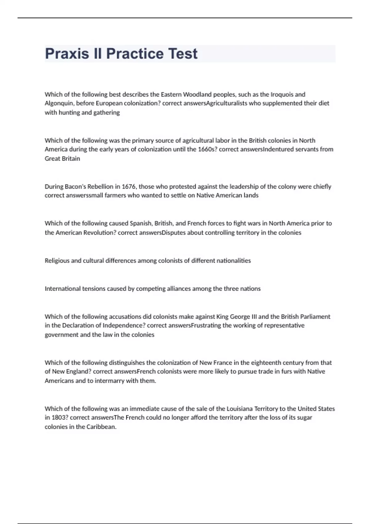 Praxis II Practice Test exam 2023/2024 with 100% correct answers graded ...