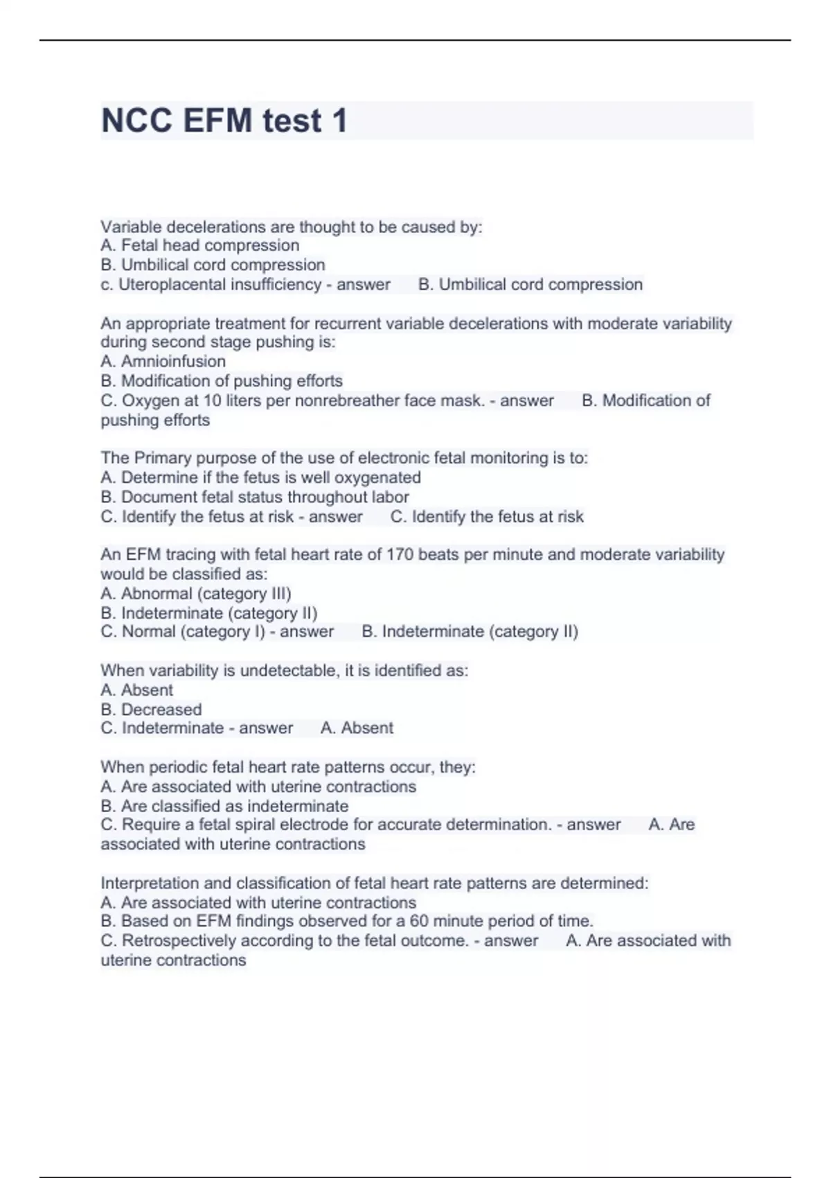 NCC EFM test 1 Questions with correct Answers 2023 - Ncc efm - Stuvia US