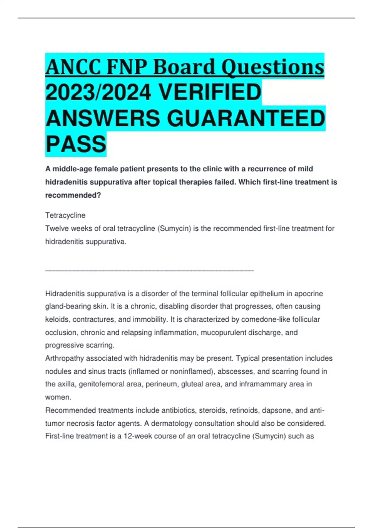 ANCC FNP Board Questions 2023/2024 VERIFIED ANSWERS GUARANTEED PASS ...