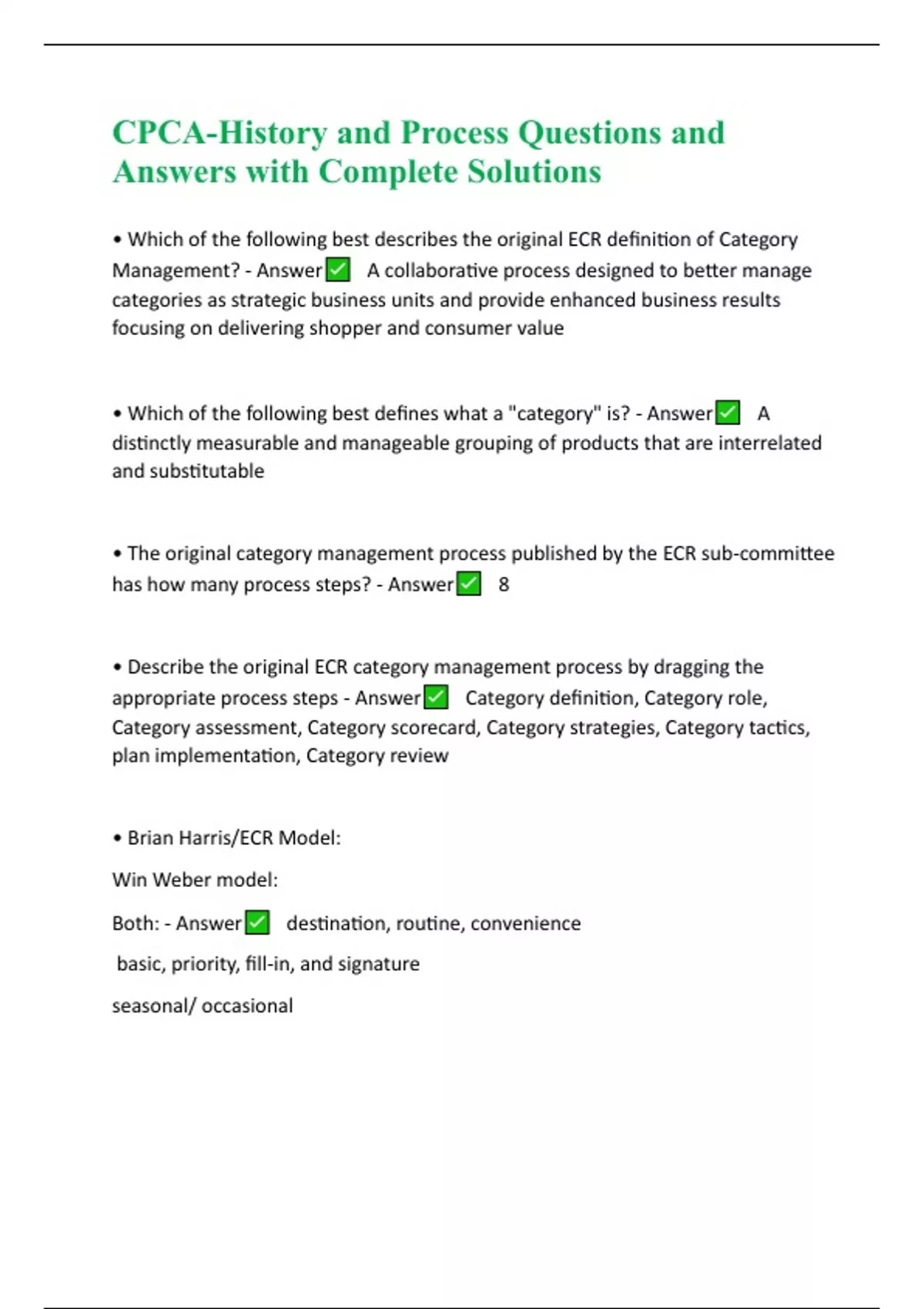 CPCA-History and Process Questions and Answers with Complete Solutions - CPCA - Stuvia US