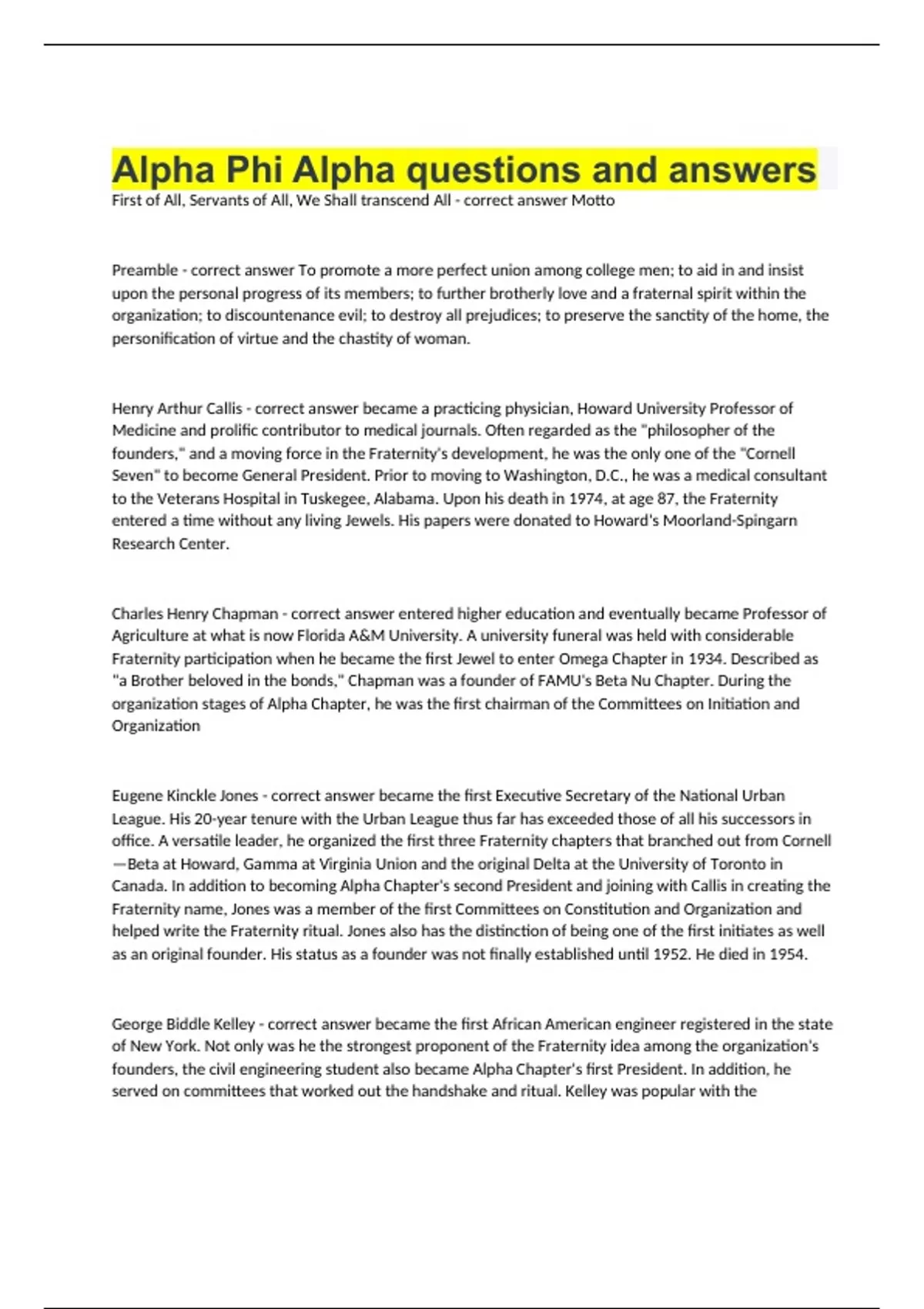 Alpha Phi Alpha Questions And Answers Latest Updates 2025/2026 With ...