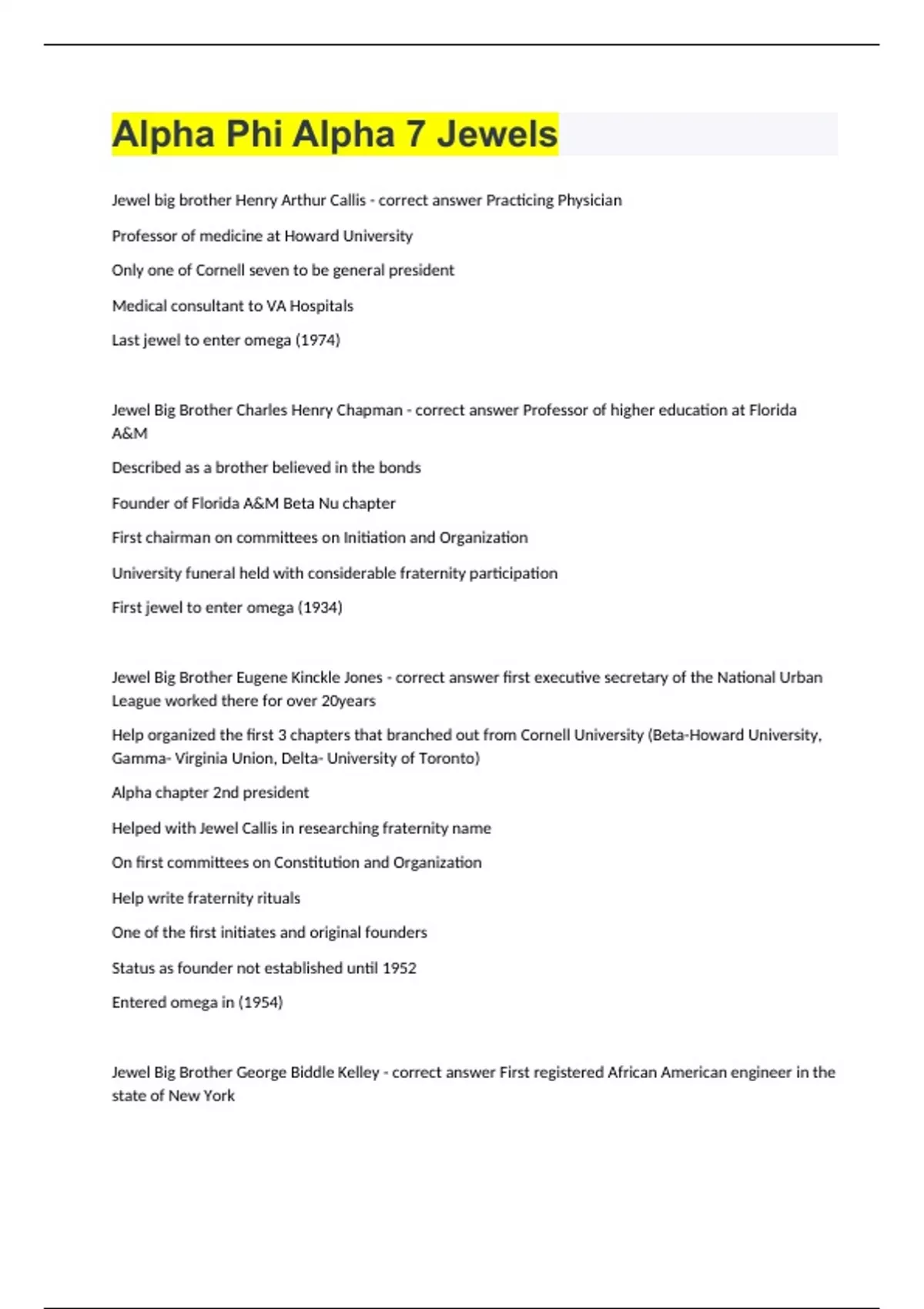Alpha Phi Alpha 7 Jewels - Alpha Phi Alpha - Stuvia US