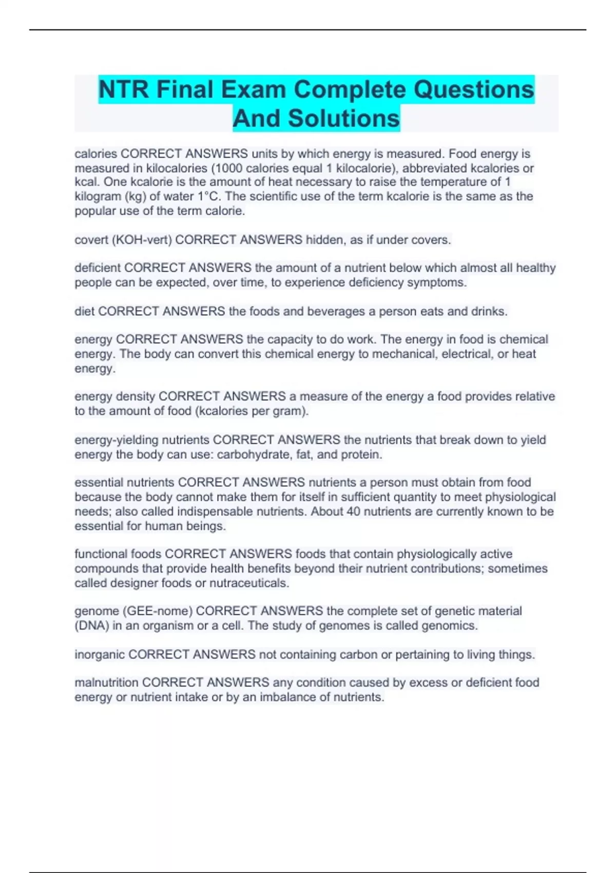 NTR Final Exam Complete Questions And Solutions - NTR - Stuvia US