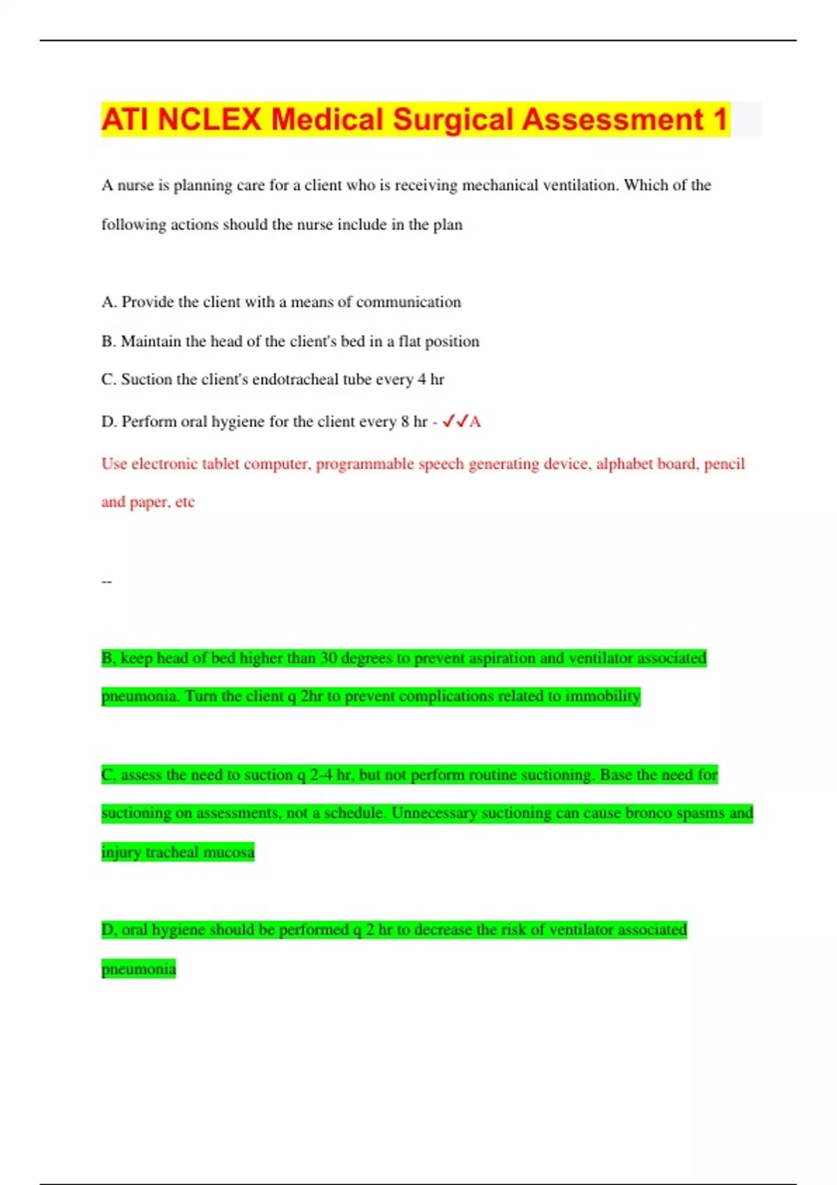 ATI NCLEX Medical Surgical Assessment 1 (Top 2024/2025 EXAM REVIEW DOC ...