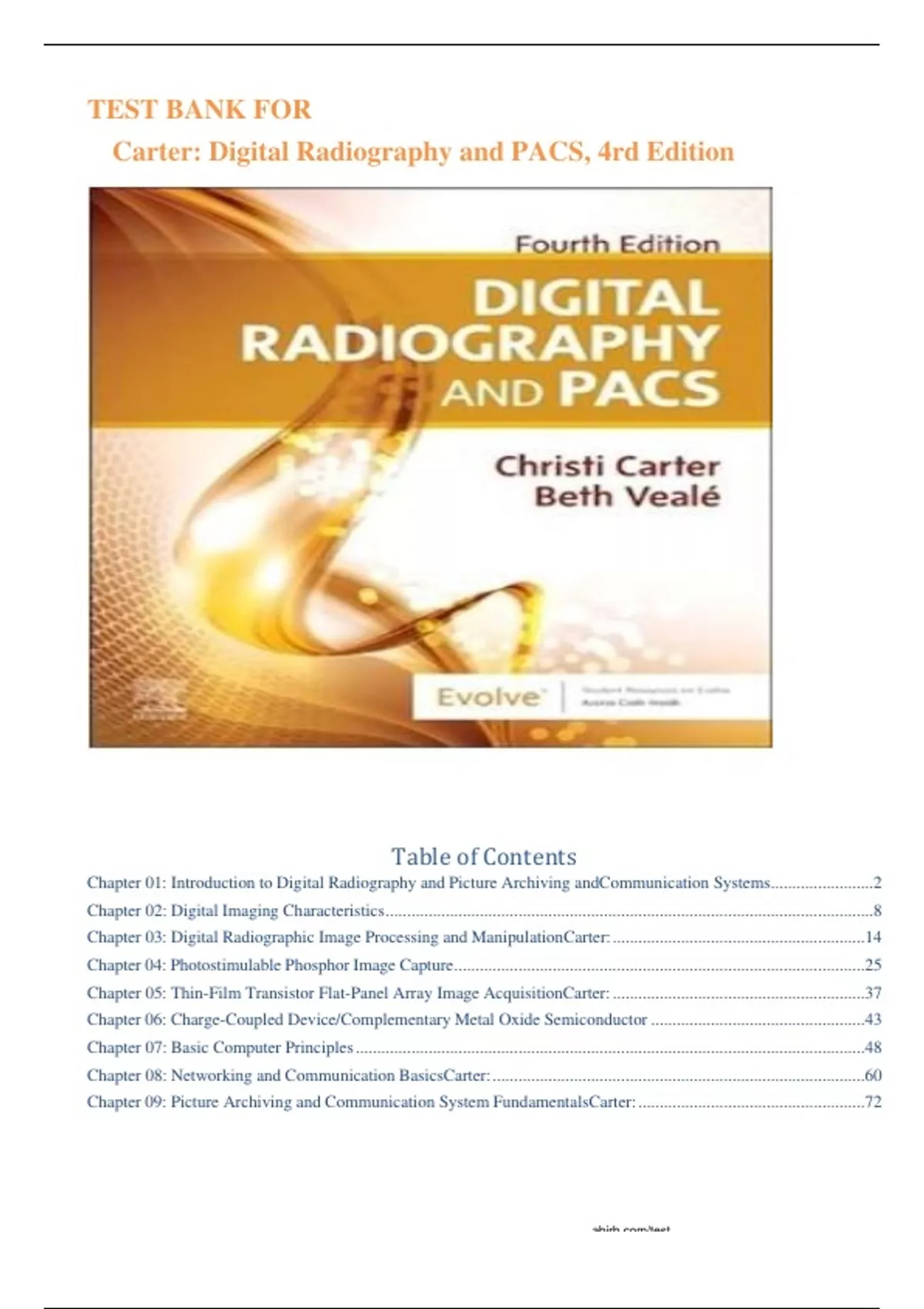 Test Bank For Digital Radiography and PACS, 4th edition by Christi ...
