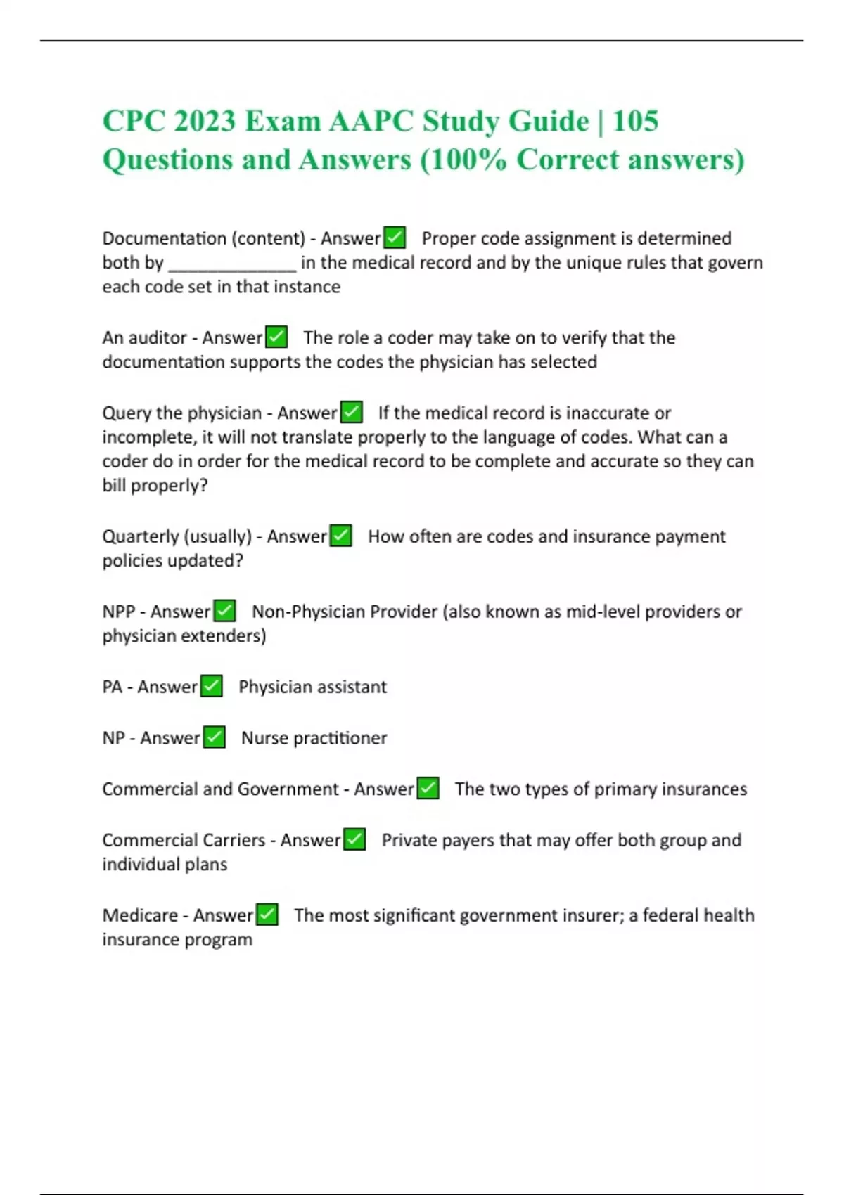 AAPC CPC BUNDLED EXAM () Questions and Answers 100% Correct (WELL ...