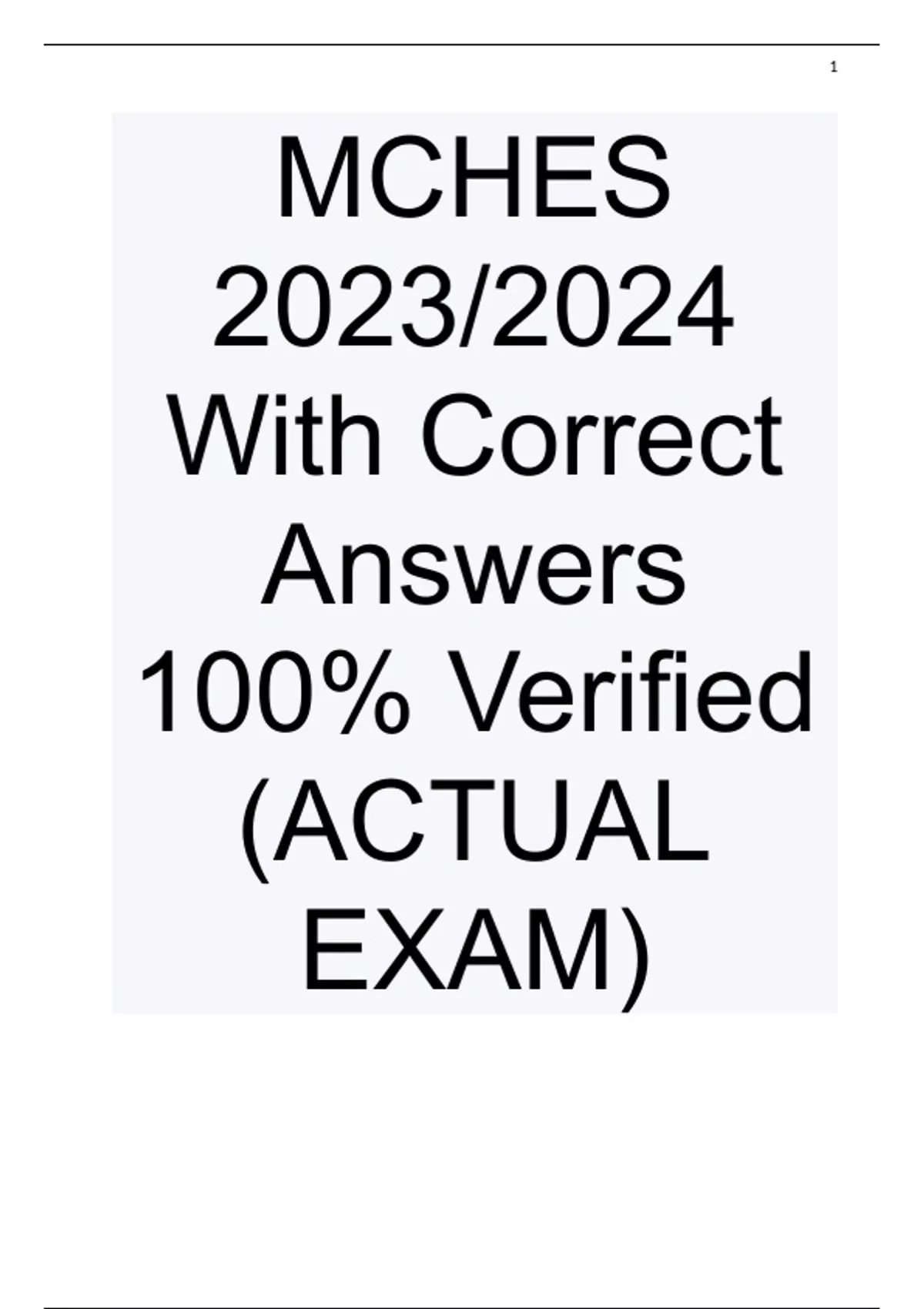 MCHES 2023/2024 With Correct Answers 100% Verified (ACTUAL EXAM ...