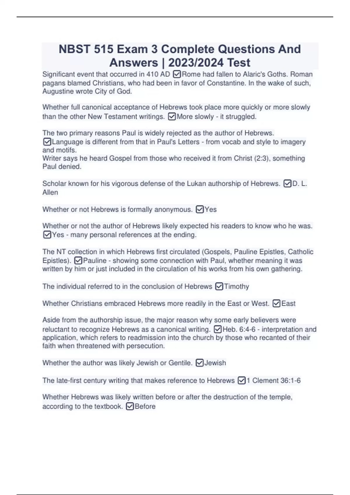 NBST 515 Exam 3 Complete Questions And Answers | 2023/2024 Test - NBST ...