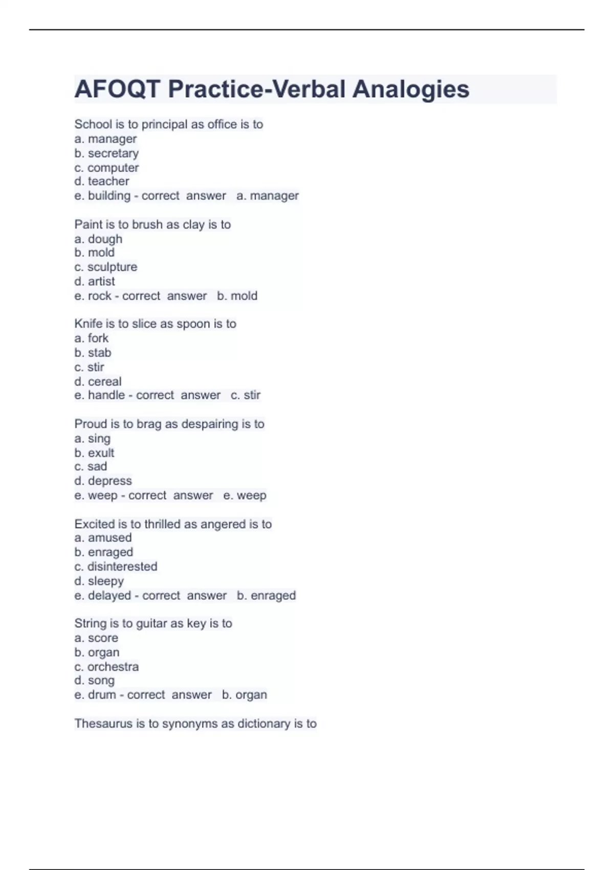Afoqt Practice Questions With Complete Solution 2023 2024 Afoqt Stuvia Uk