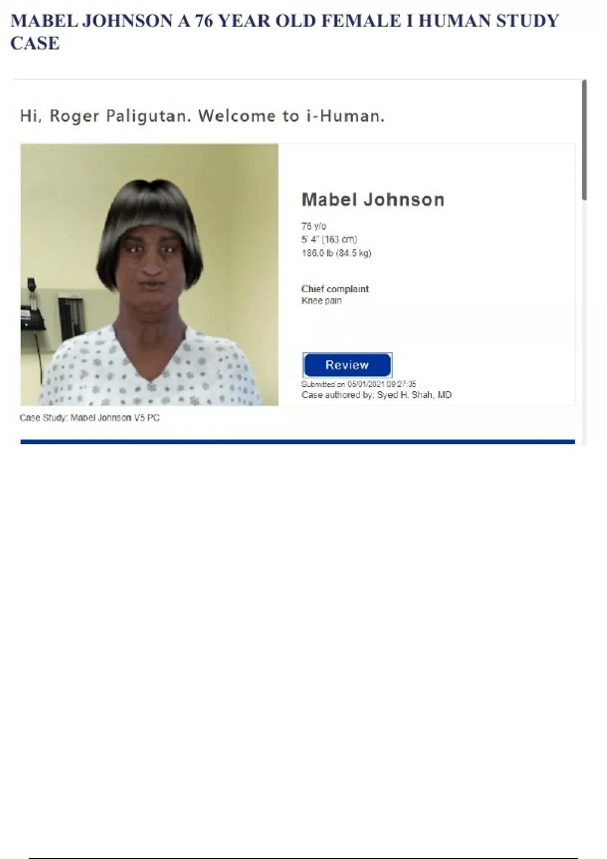 MABEL JOHNSON A 76 YEAR OLD FEMALE I HUMAN STUDY CASE - MABEL JOHNSON A ...