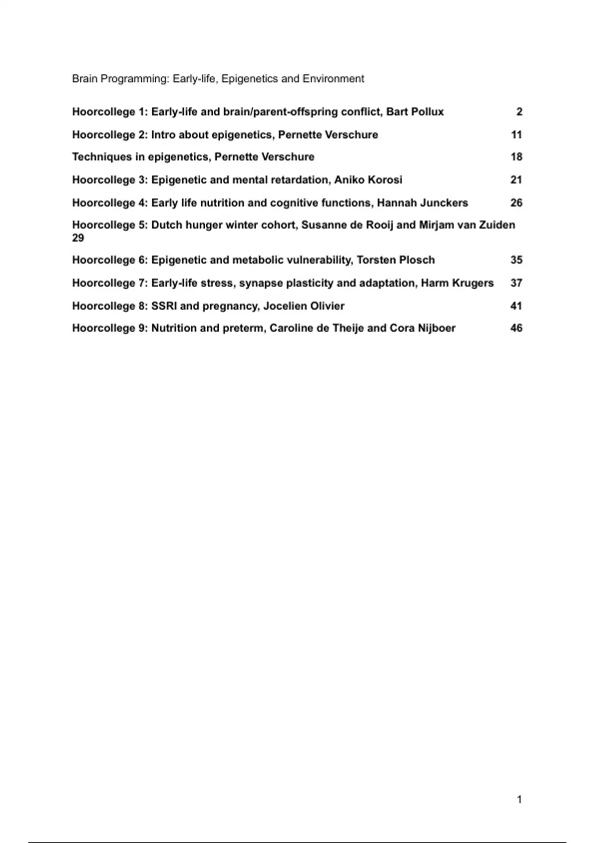 Summary Brain Programming: Early-life, Epigenetics and Environment - (5234BPEL6Y) - Stuvia NL