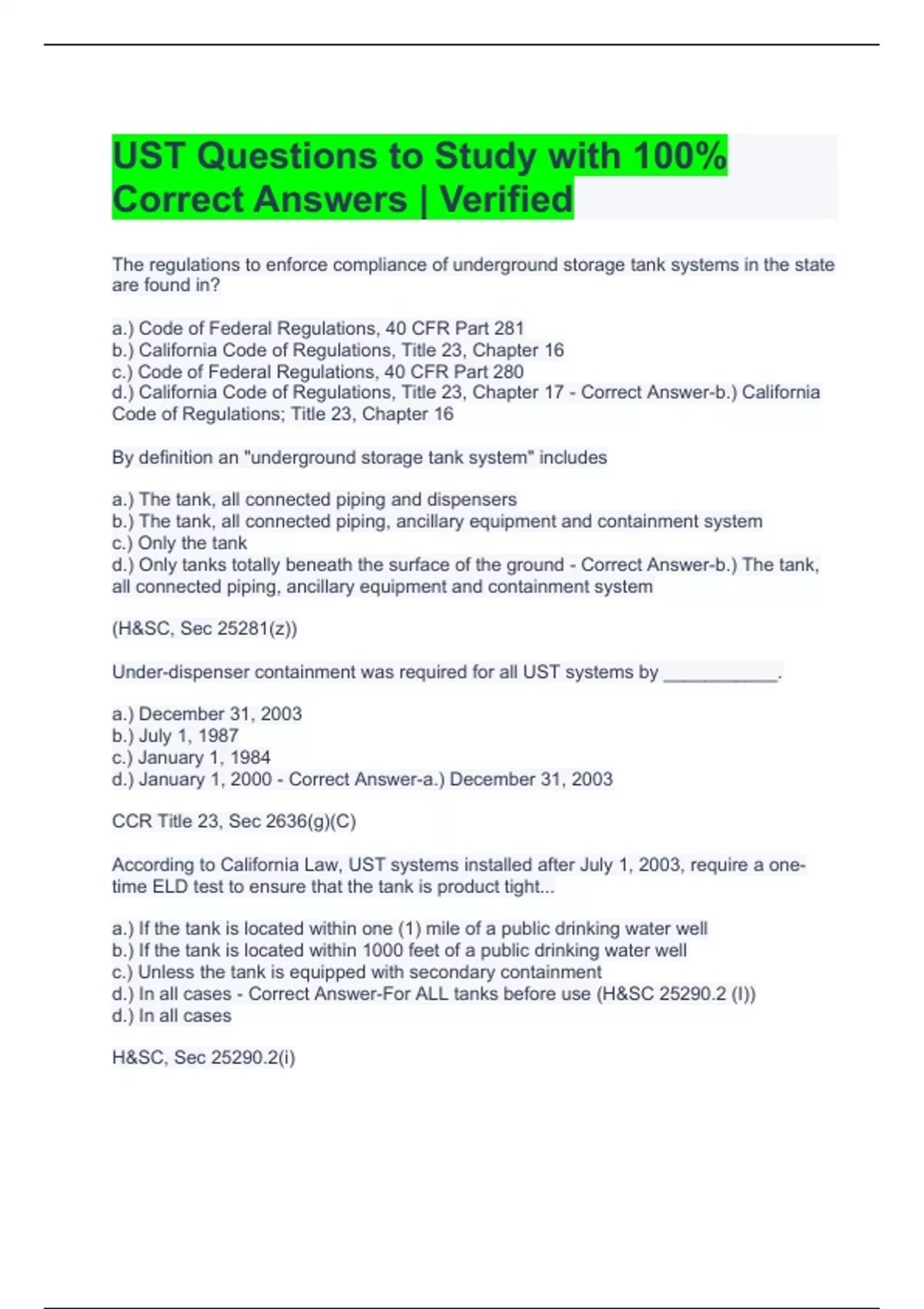 UST Questions to Study with 100% Correct Answers | Verified - UST - Stuvia US